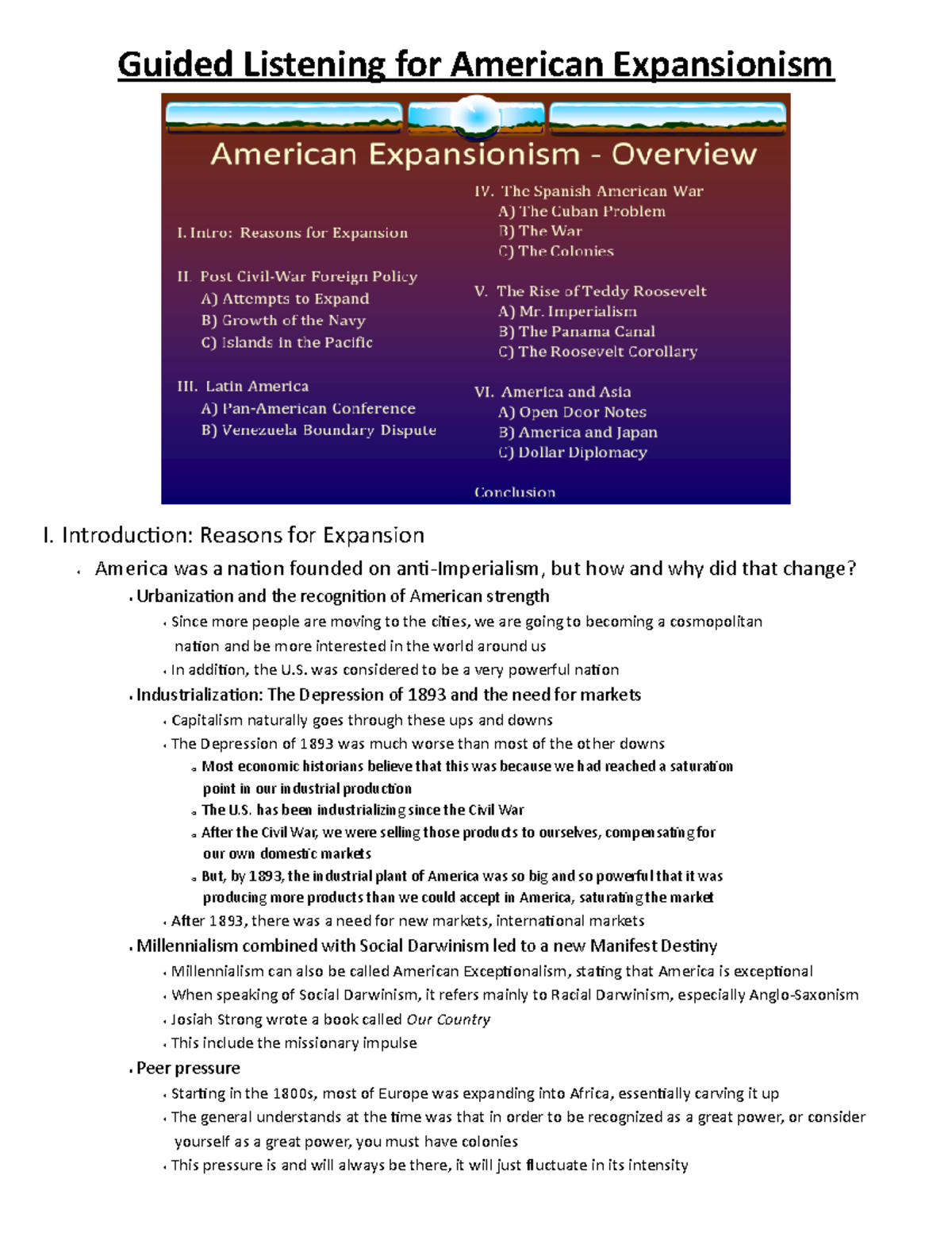 Guided Listening for American Expansionism - Introduction: Reasons for ...