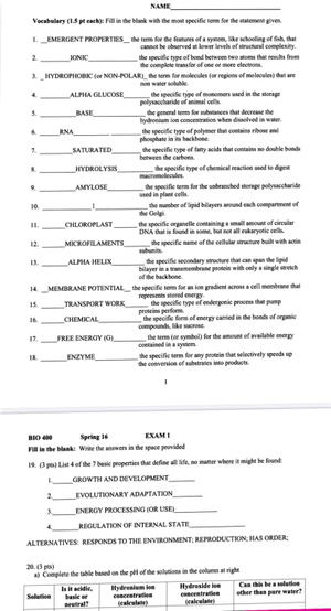 400+Study+Guide+for+Exam+2 - BIOL 400 Exam 2 Study Guide 1 Study Guide ...