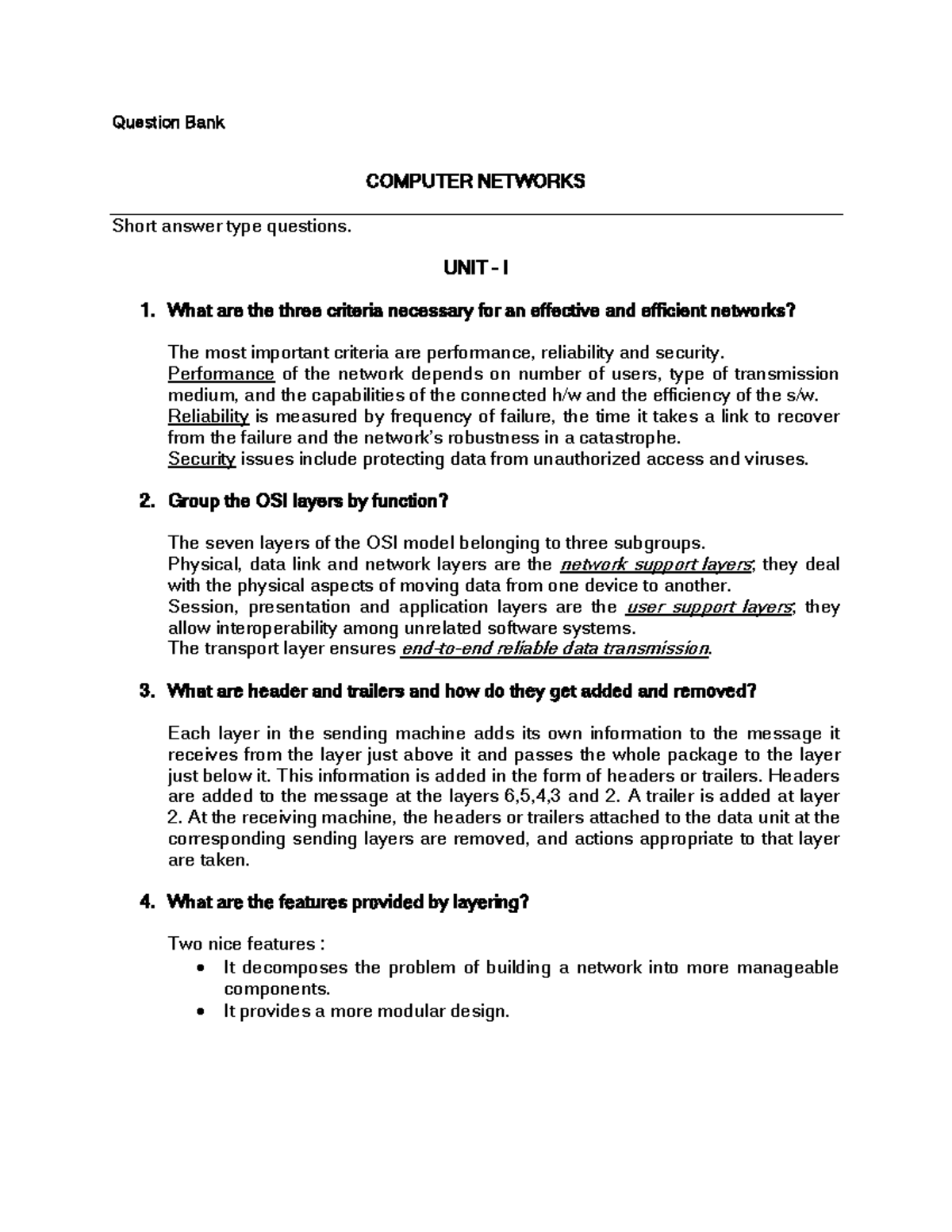 Computer-Network - net225 - Question Bank COMPUTER NETWORKS Short ...