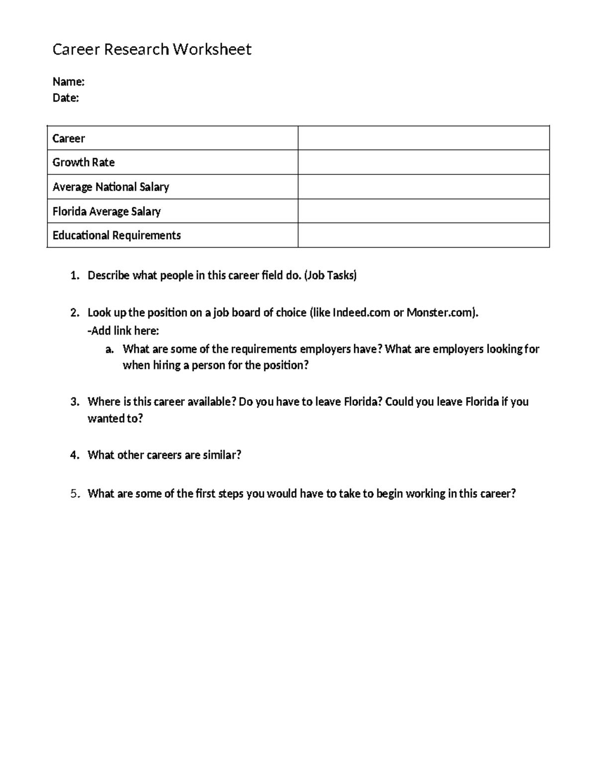 Career-research-worksheet - Career Research Worksheet Name: Date ...