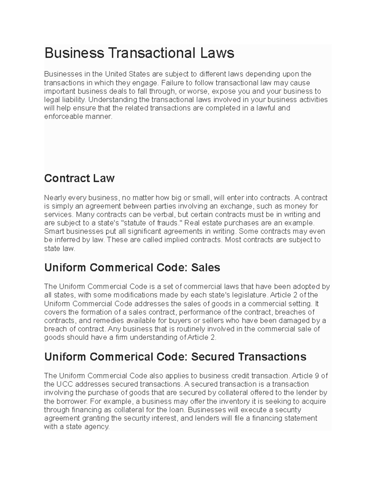 Business Transactional Laws - Business Transactional Laws Businesses in ...