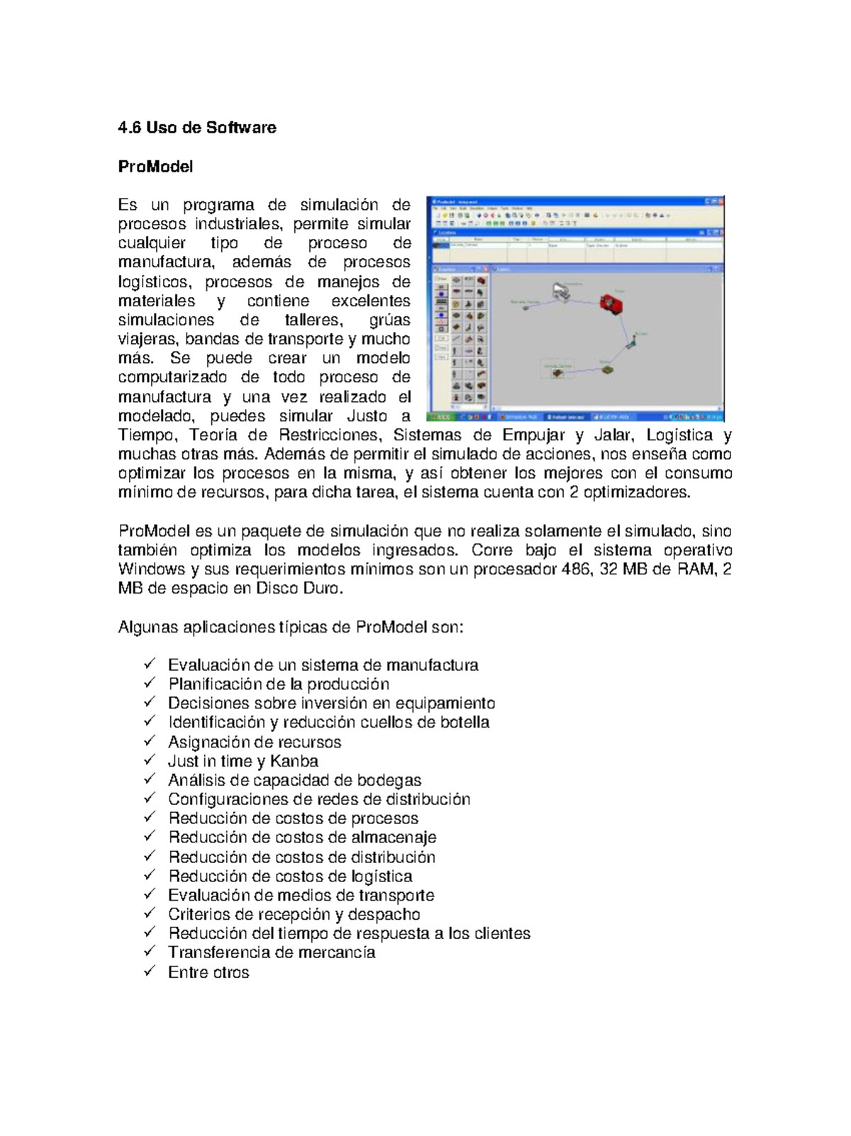 R130595 - TRABAJO - 4 Uso de Software ProModel Es un programa de ...