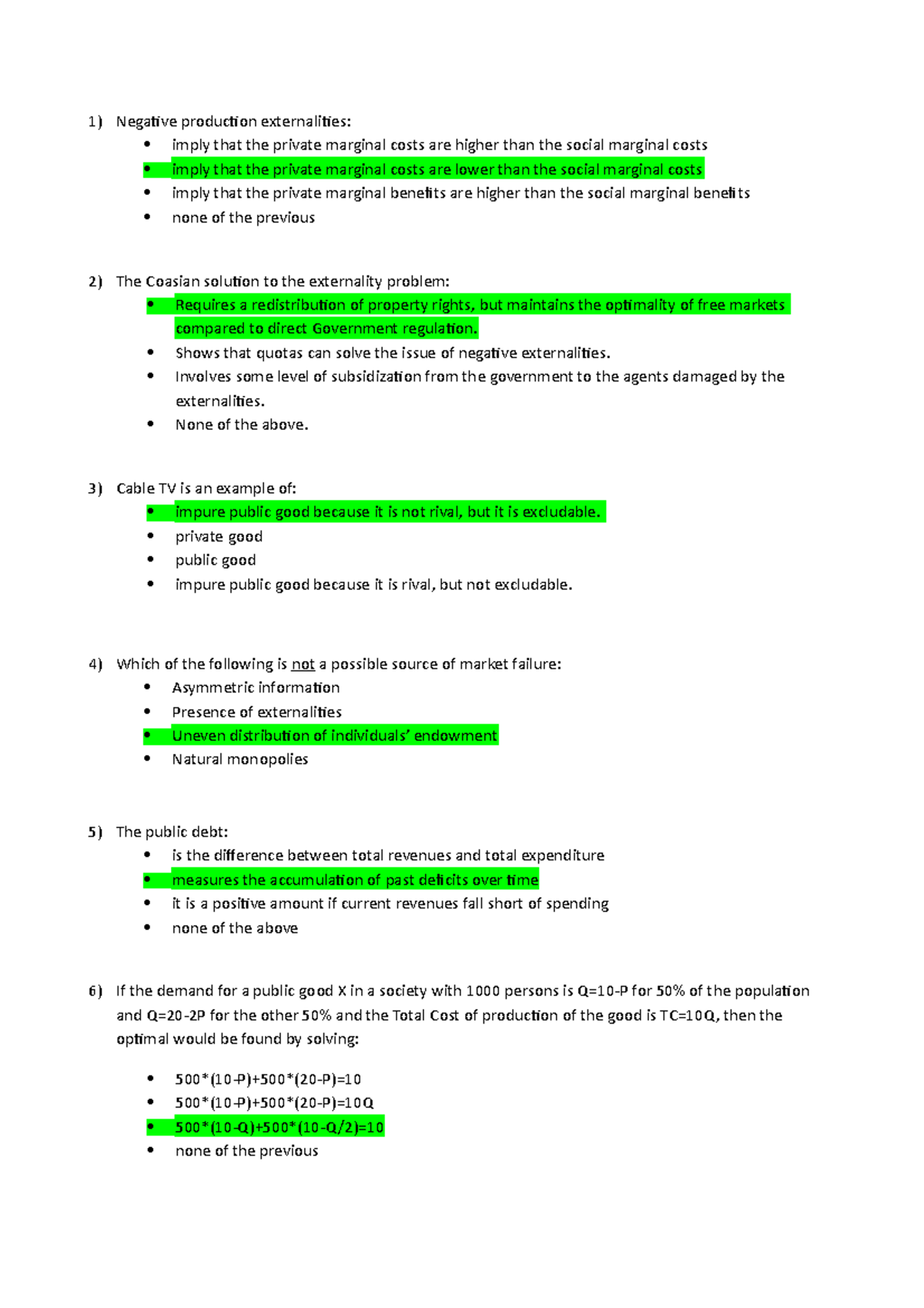 Multiple choice question examples solutions - Negative production ...