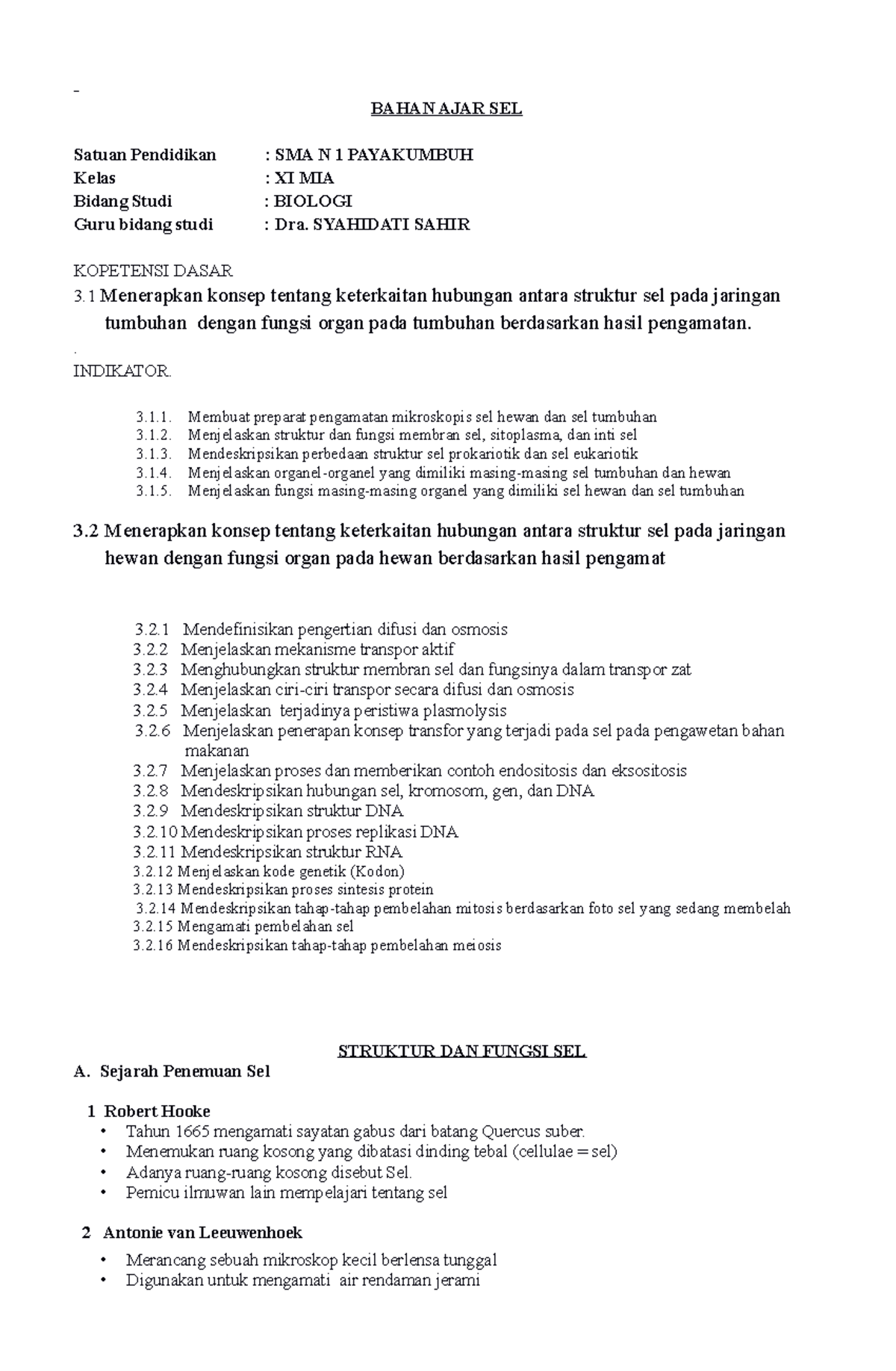 Bahan AJAR SEL - Tugas untuk menyelesaikan tugas akhir semester - BAHAN ...