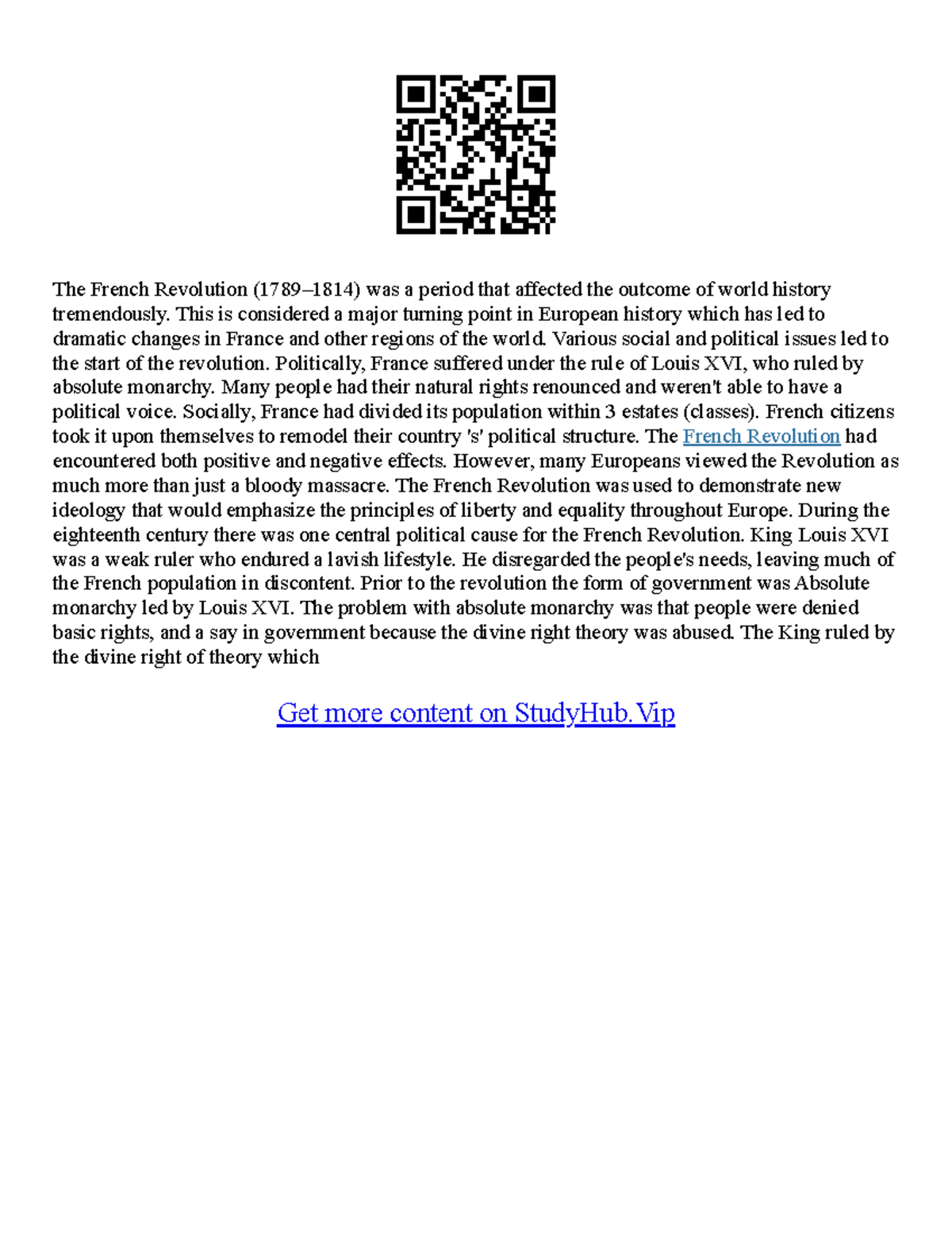 French Revolution Essays - The French Revolution (1789–1814) was a ...