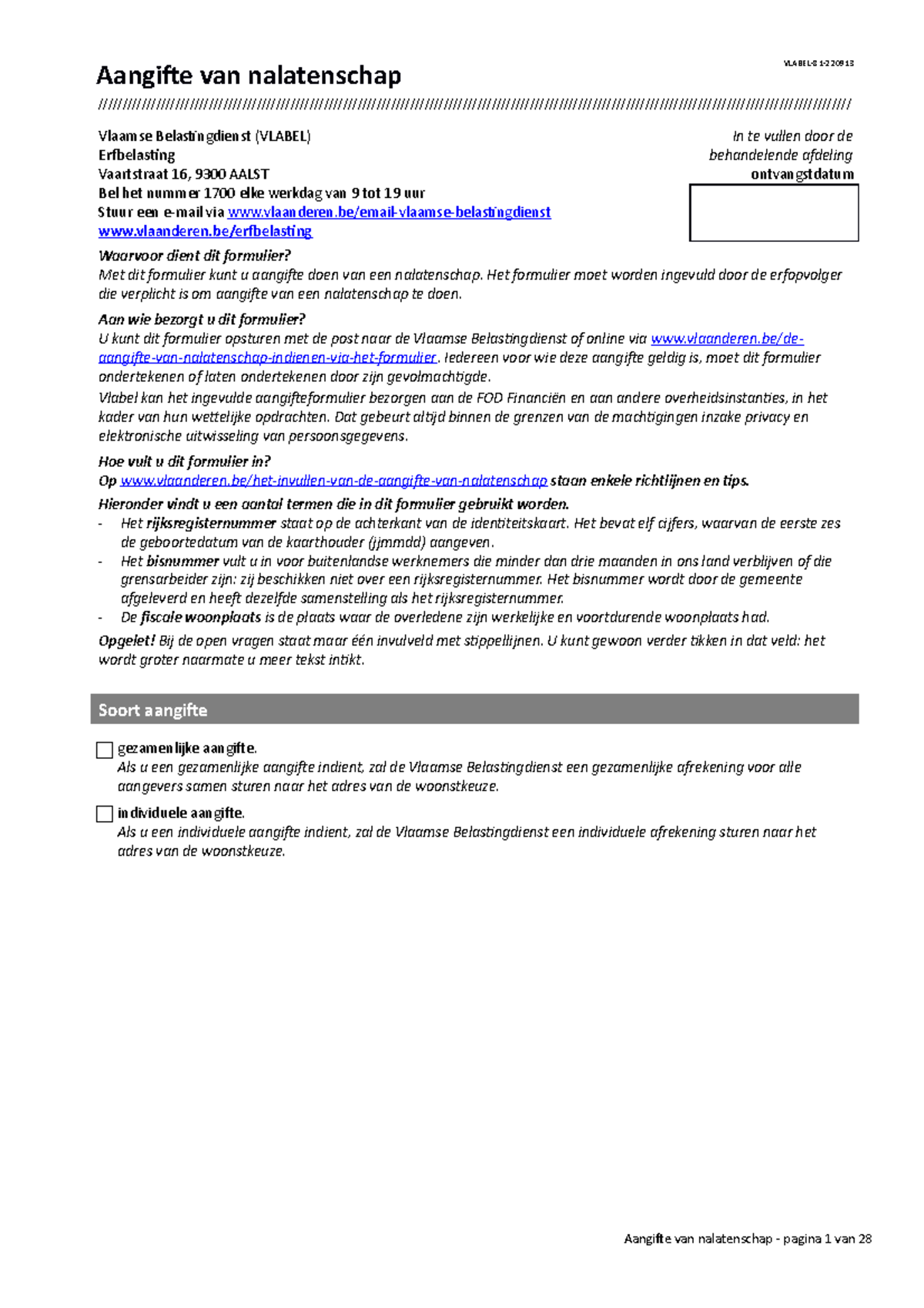 Form Aangifte van nalatenschap na overlijden overlijden vanaf 01072021 ...