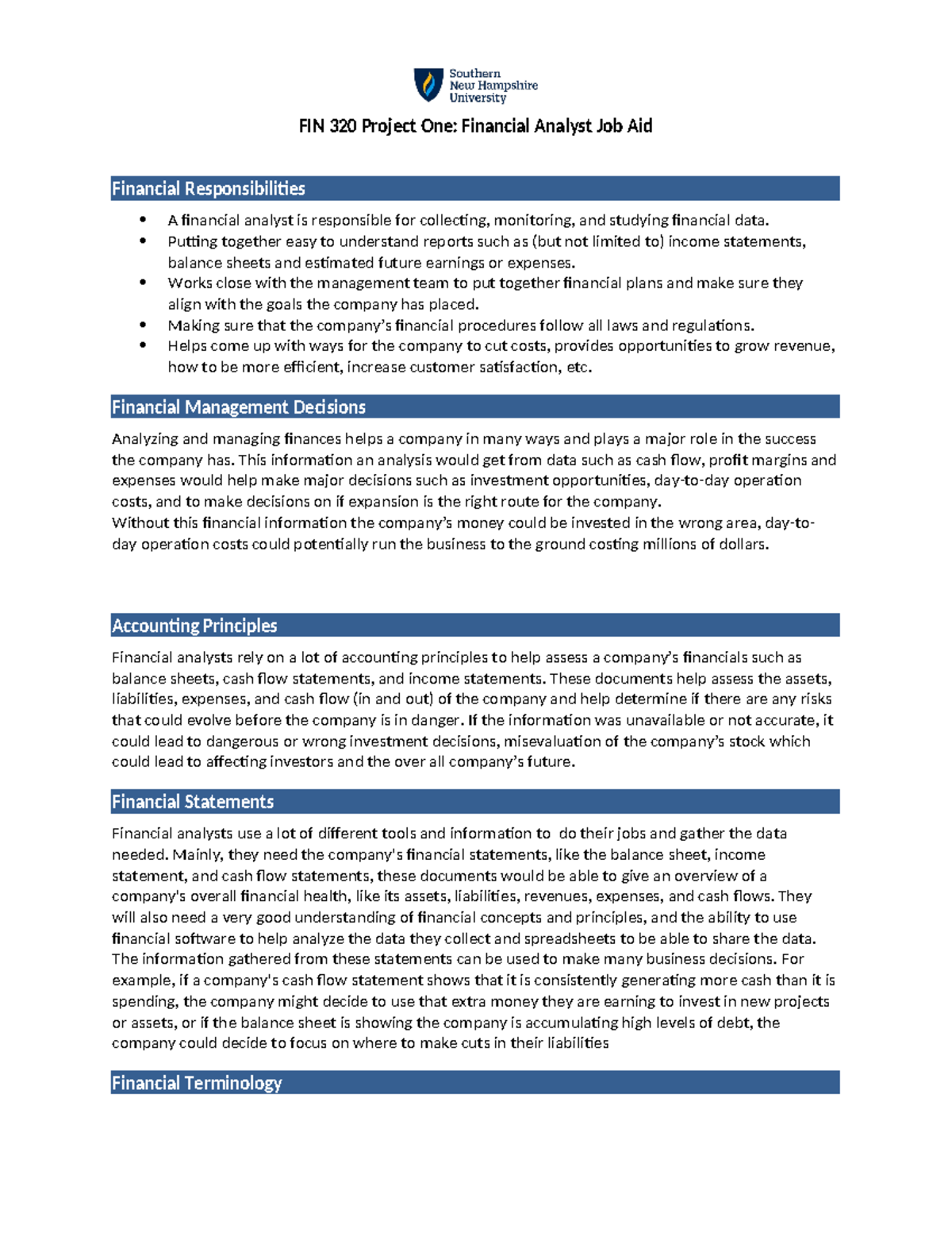 FIN 320 Project One Final - FIN 320 Project One: Financial Analyst Job ...