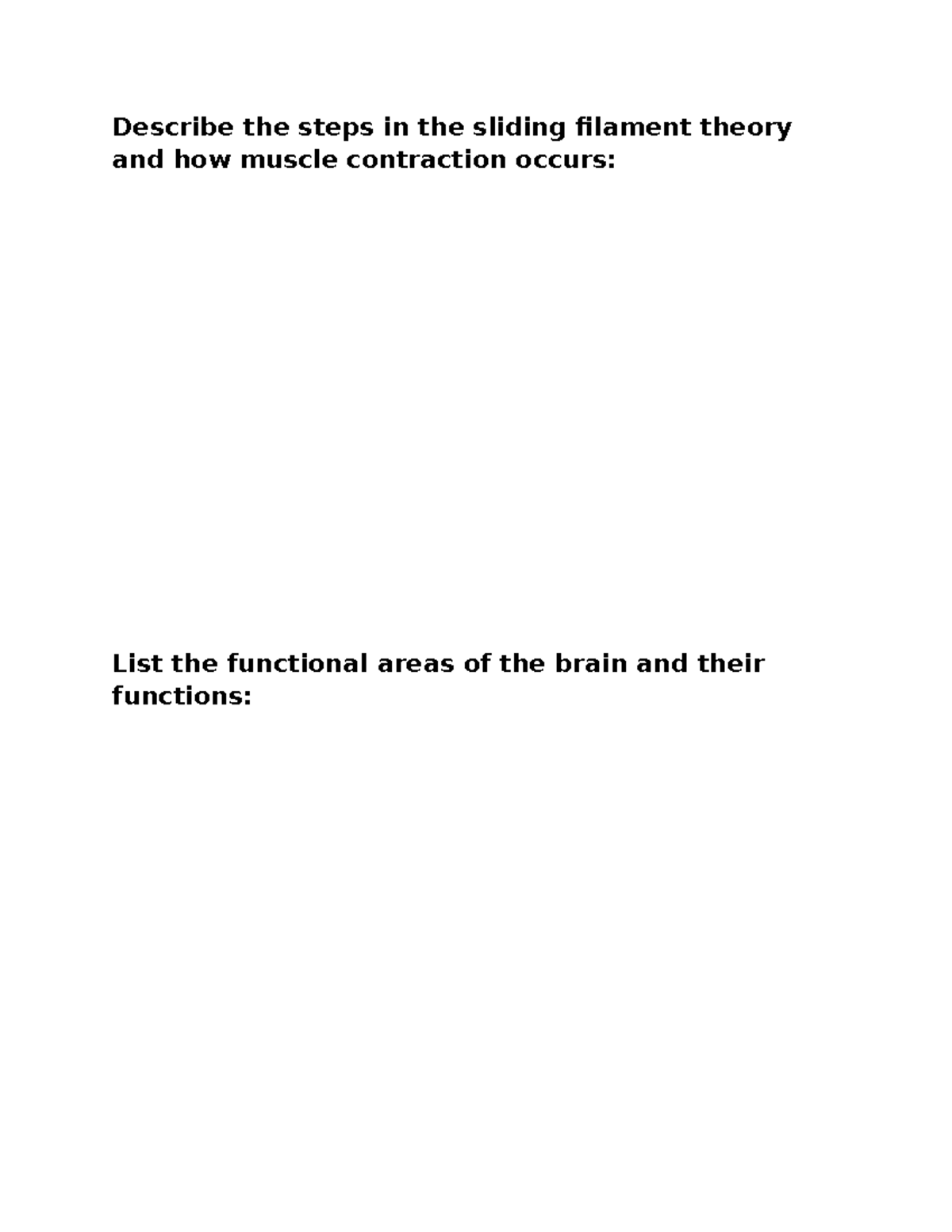 HSF Exam Practice questions - HLTH1000 - Describe the steps in the sliding filament theory and ...