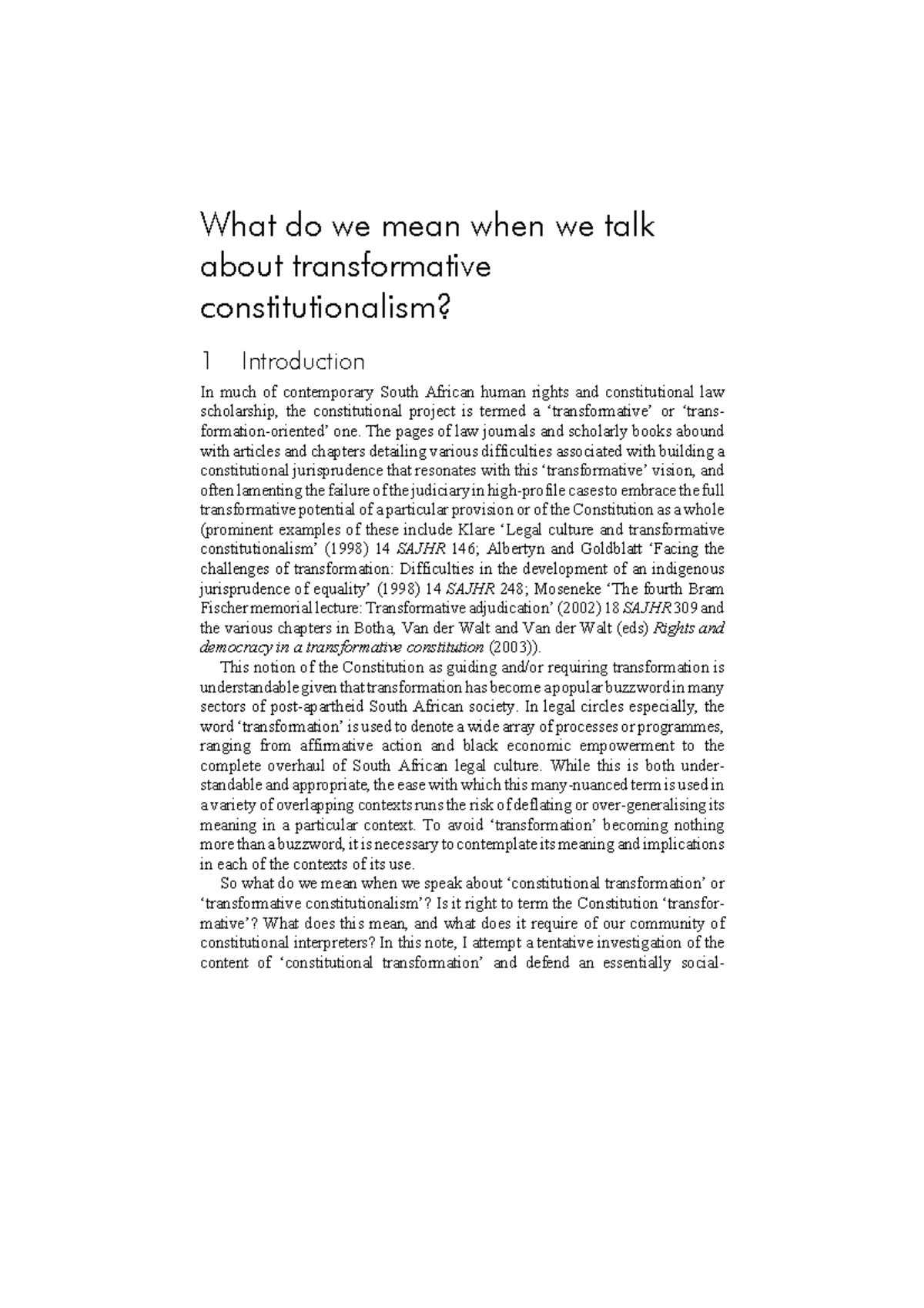 What do we mean when we talk about transformative constitutionalism ...