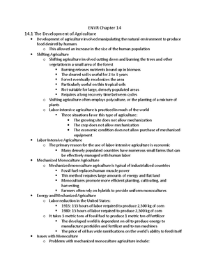 ENVR 101 Chapter 11 - All notes from slides in lectures along with ...