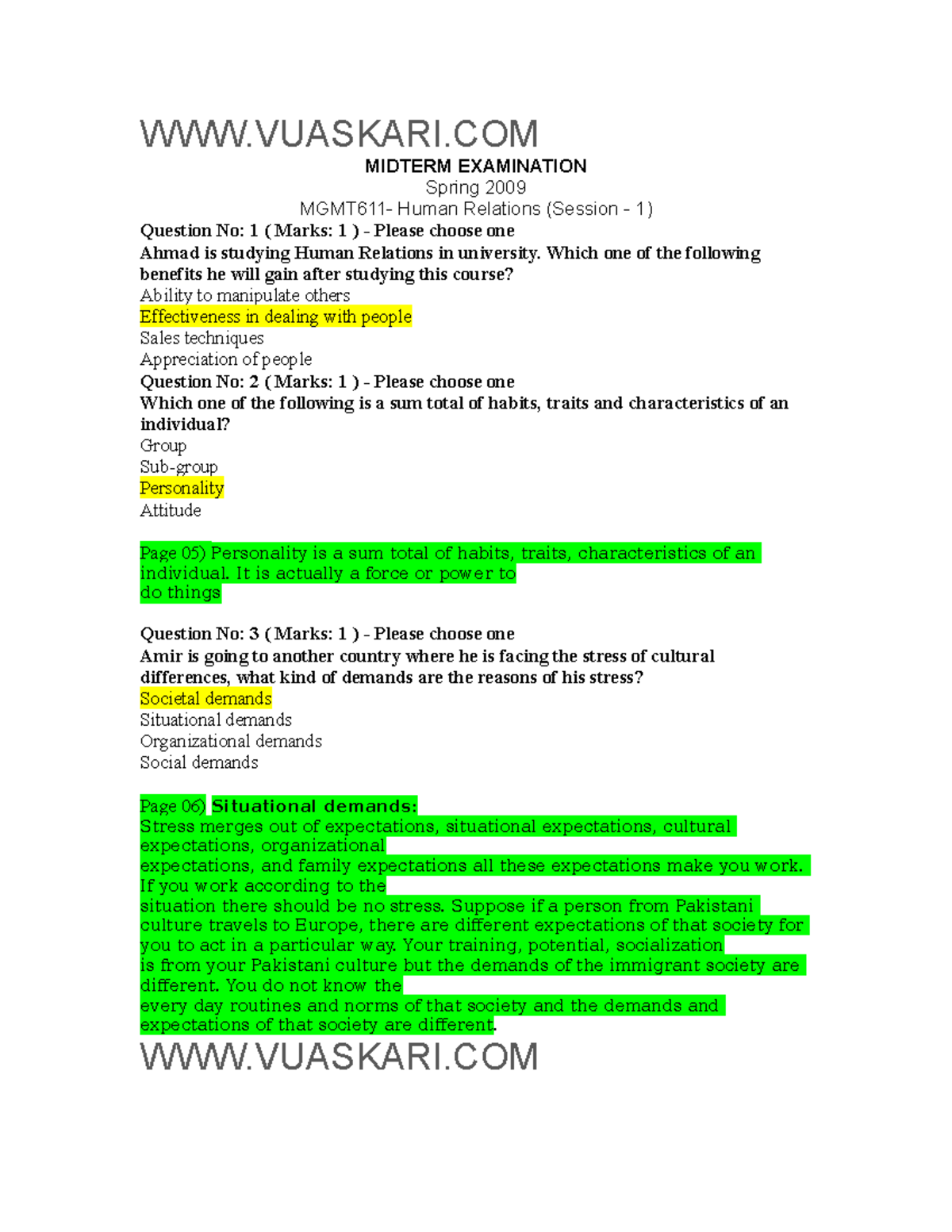 HRM611 Midterm Paper 2 by Afshan - Human Resources Management - VU ...