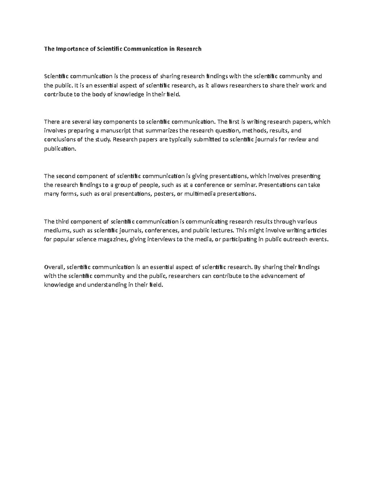 The Importance of Scientific Communication in Research - It is an ...