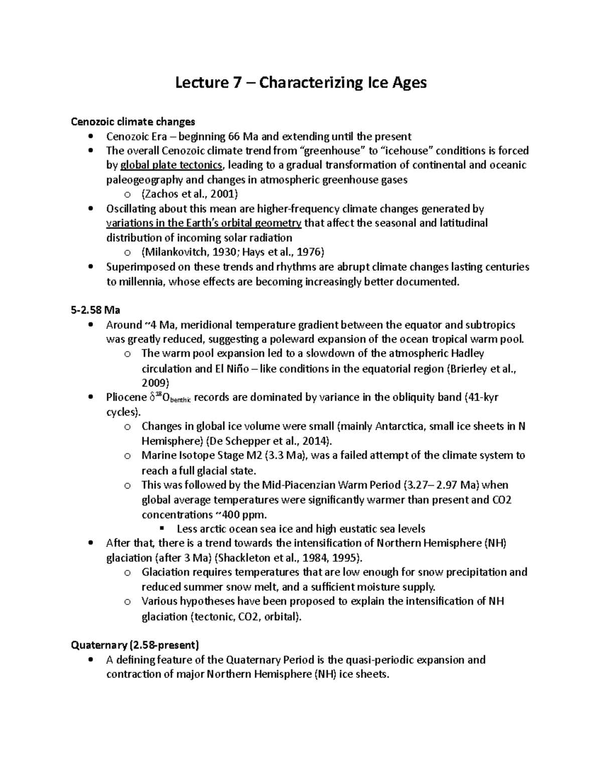 Lecture 7 – Characterizing Ice Ages - Lecture 7 – Characterizing Ice ...