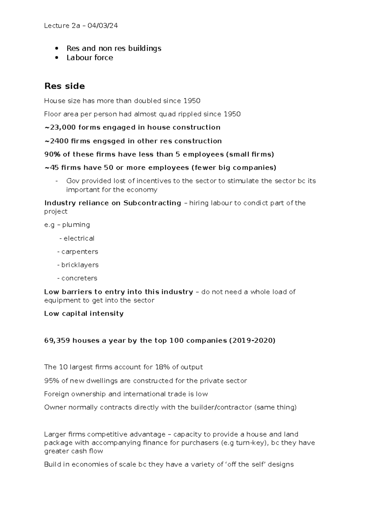 Lecture 2a - Res and non res buildings - Lecture 2a – 04/03/ Res and ...