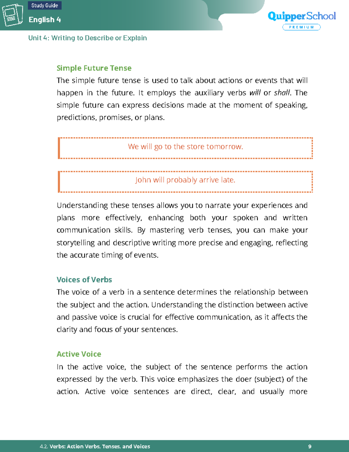 Active and Passive Voice - Study Guide for October 29, 2024 - English 4 ...