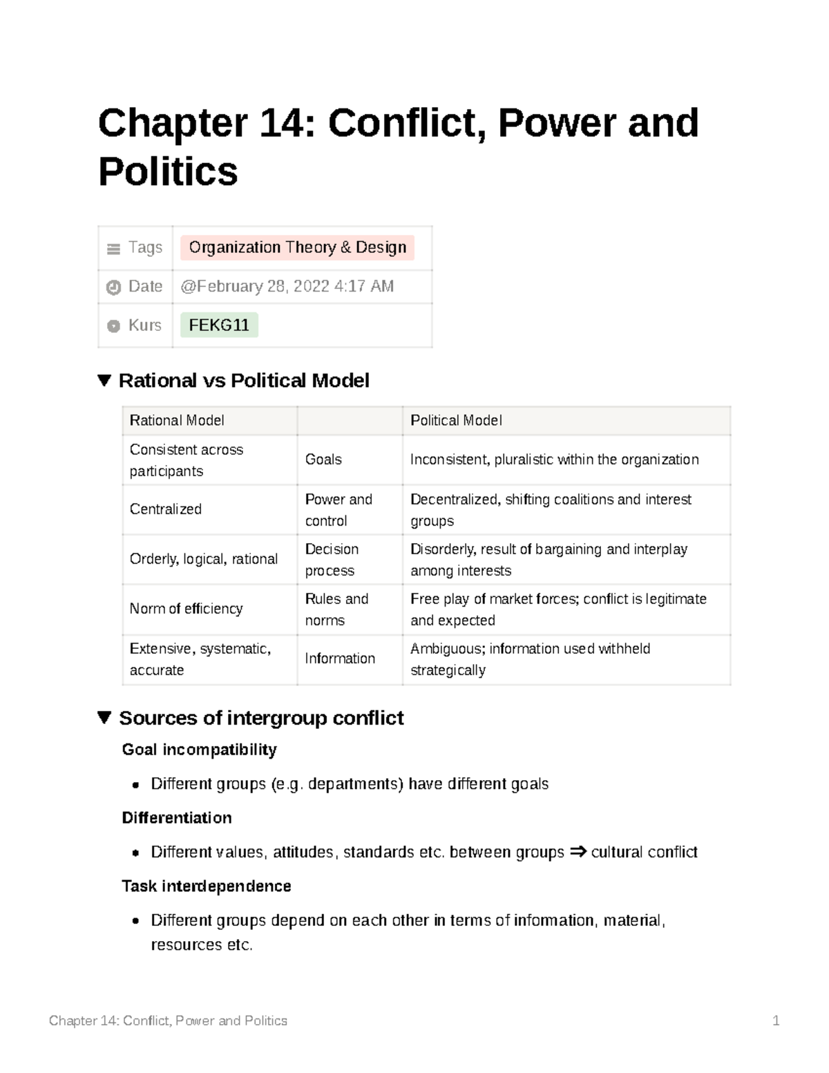 Chapter 14 Conflict Power and Politics - Chapter 14: Conflict, Power ...