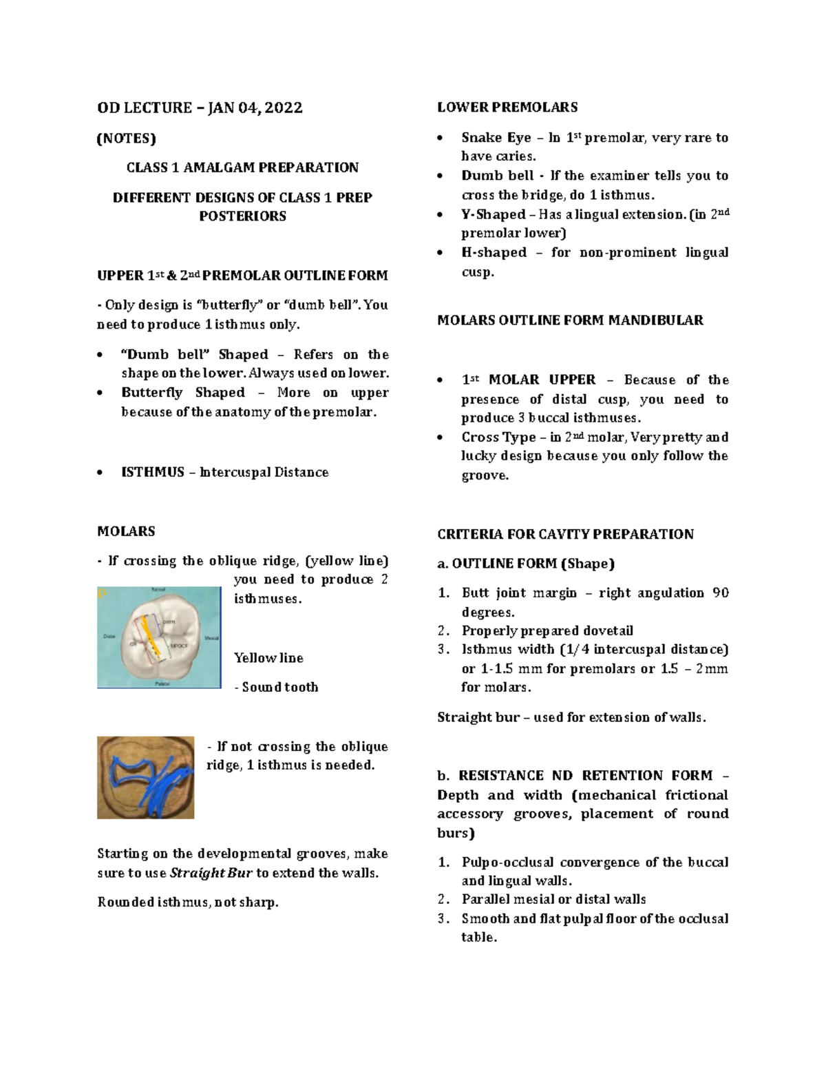 Od LEC Final - OD LECTURE – JAN 04, 2022 (NOTES) CLASS 1 AMALGAM ...
