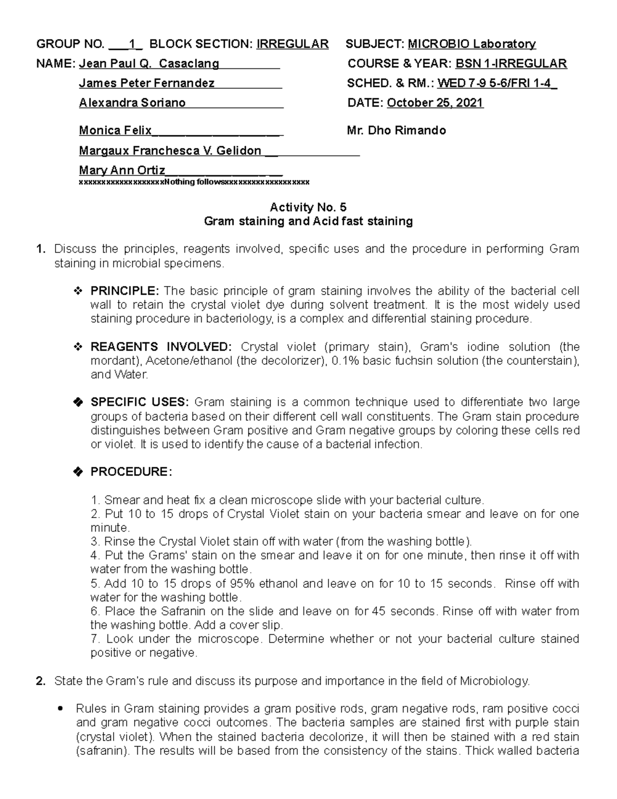 Margaux Franchesca Gelidon - Activity No. 5 Microbio - GROUP NO. __1 ...