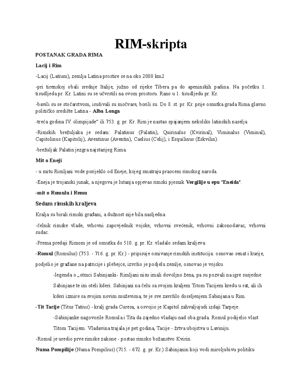 RIM - RIM-skripta POSTANAK GRADA RIMA Lacij i Rim -Lacij (Latium ...