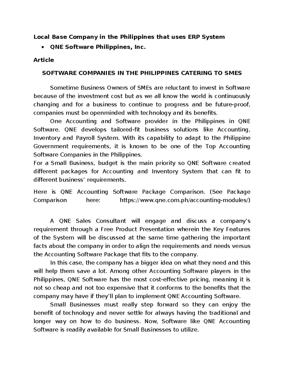 Article - BSBA - Local Base Company in the Philippines that uses ERP ...