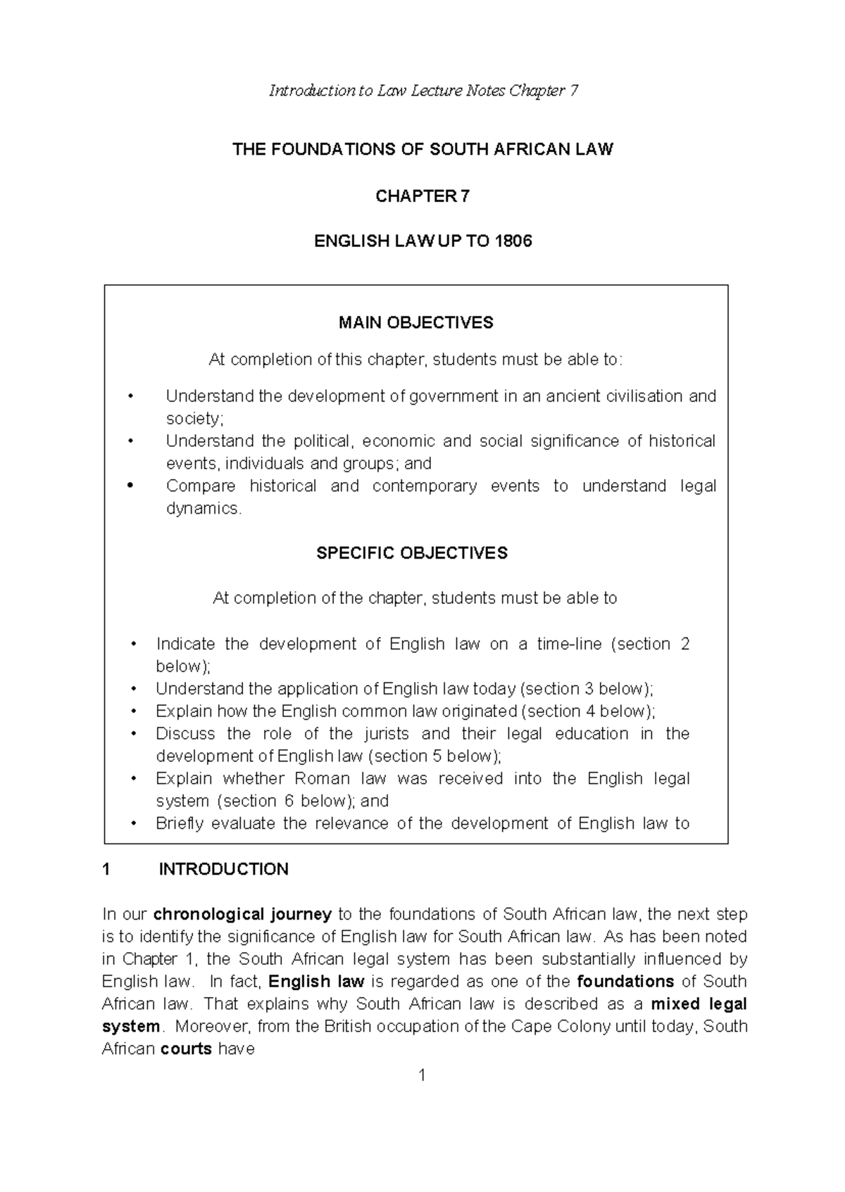 2023 Introduction to Law Chapter 7 - THE FOUNDATIONS OF SOUTH AFRICAN ...