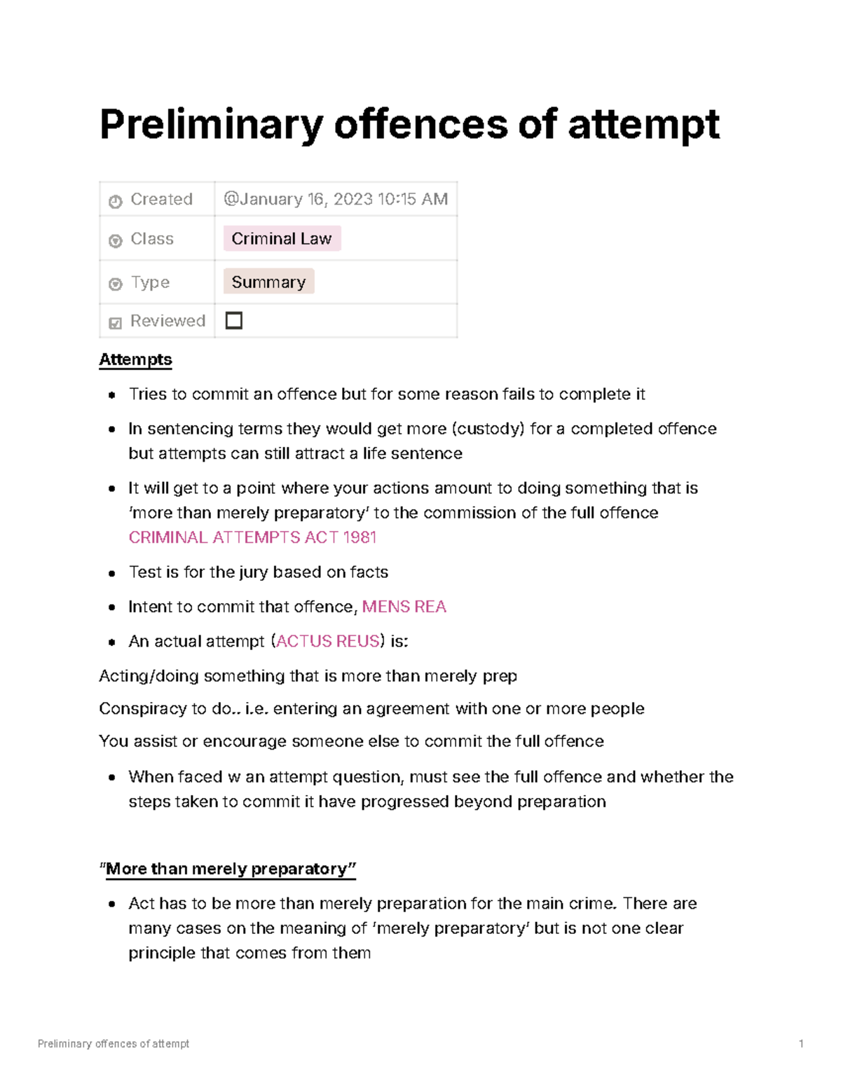 Preliminary offences of attempt - Preliminary offences of attempt ...