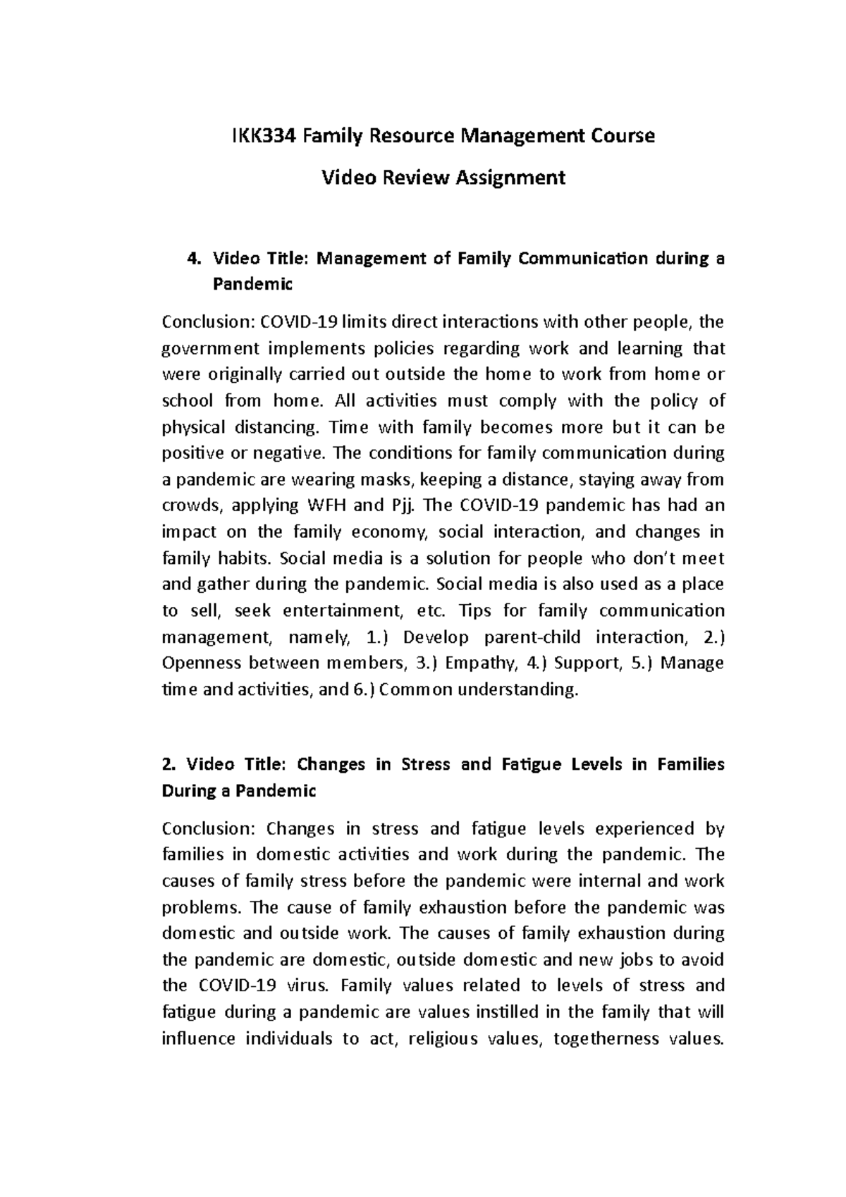 IKK Family Resource Management Course - IKK334 Family Resource ...