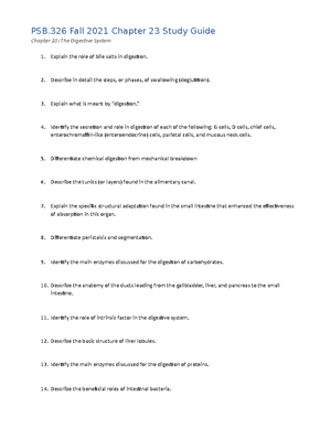 Fall 2021 PSB.326 Chapter 15 Study Guide - PSB Fall 2021 Chapter 15 Study Guide Chapter 15: The ...