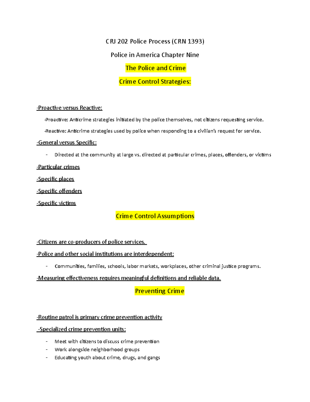 Police Process Chapter 9 - CRJ 202 Police Process (CRN 1393) Police in ...