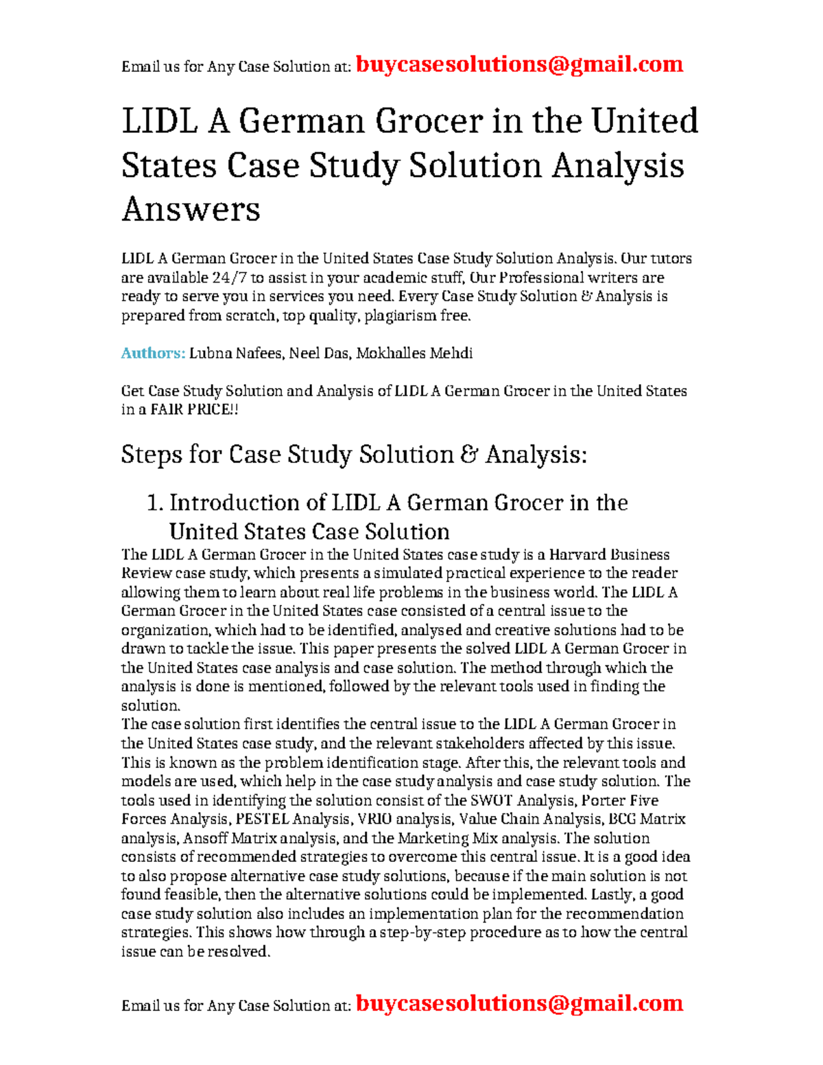 Case Solution LIDL A German Grocer in the United States - LIDL A German ...