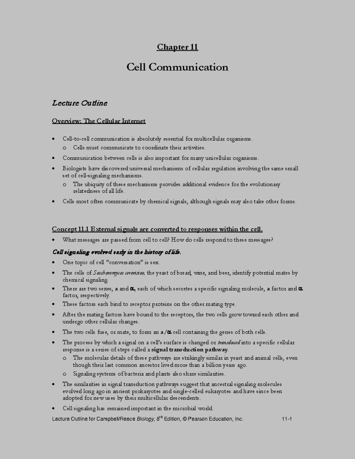 CELL Communication AND Signalling 111 - Chapter 11 Cell Communication ...