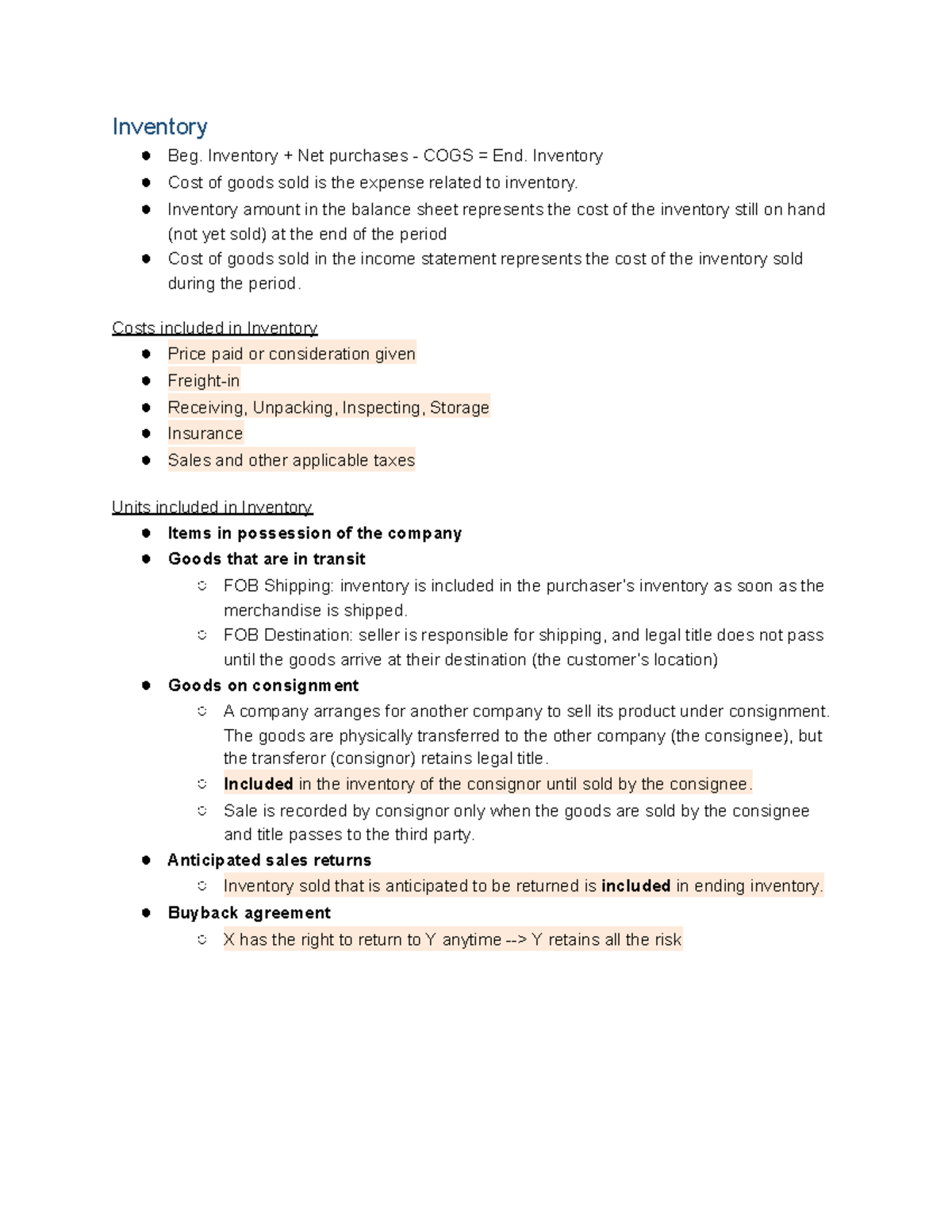 Chapter 8 - Inventory I - Prof Lee - Inventory Beg. Inventory + Net ...