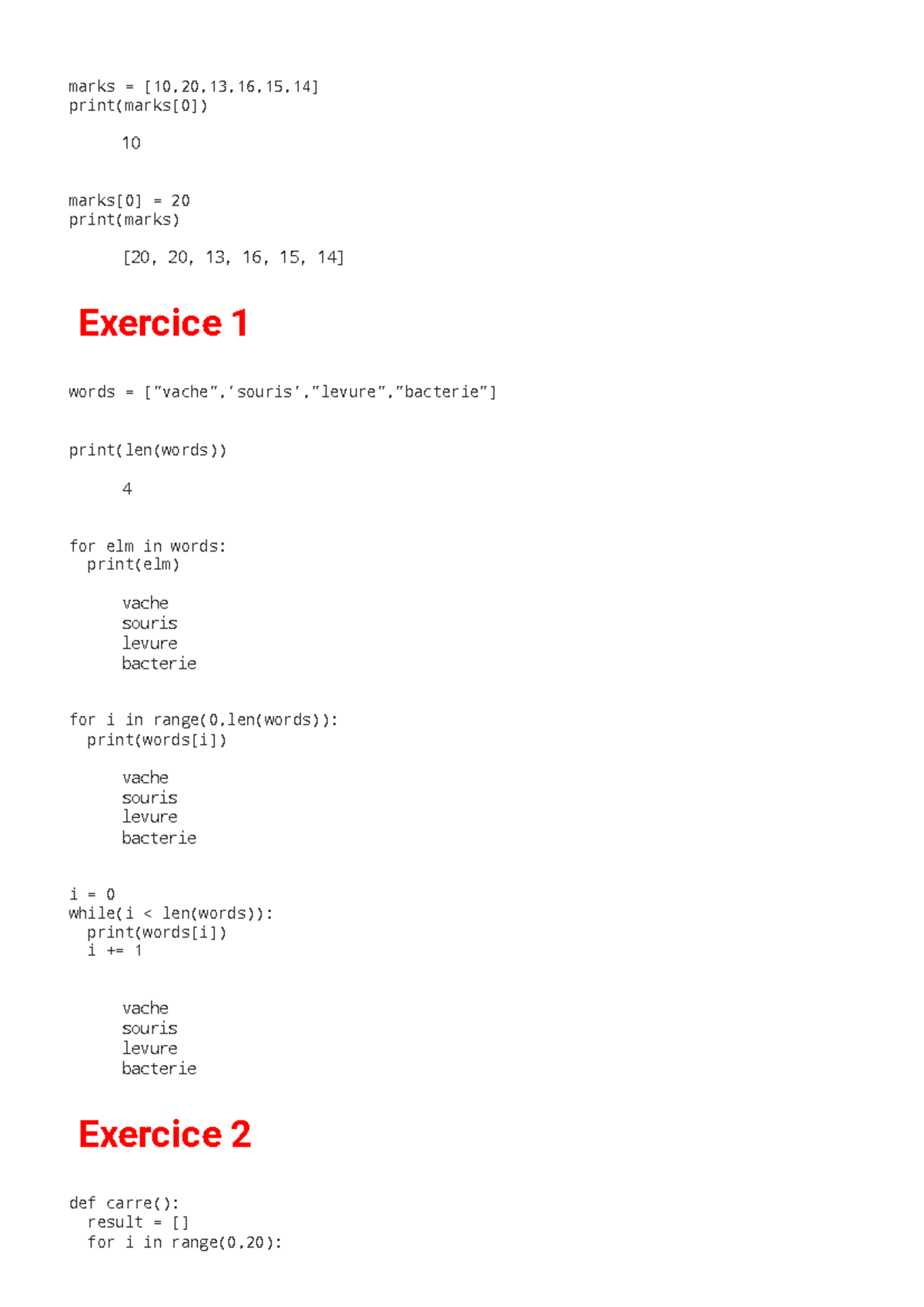 Série 3.ipynb - Colab - walo ch9a 3la krk - marks = [10,20,13,16,15,14] print(marks[0]) 10 marks ...