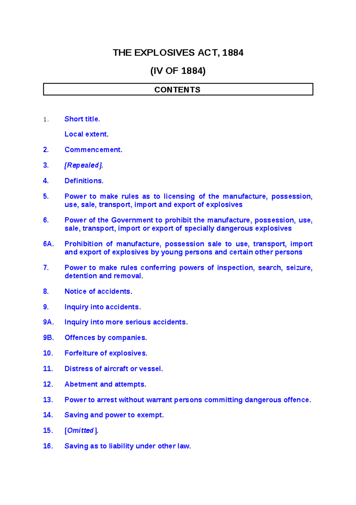 11THE Explosives ACT, 1884 - THE EXPLOSIVES ACT, 1884 (IV OF 1884 ...