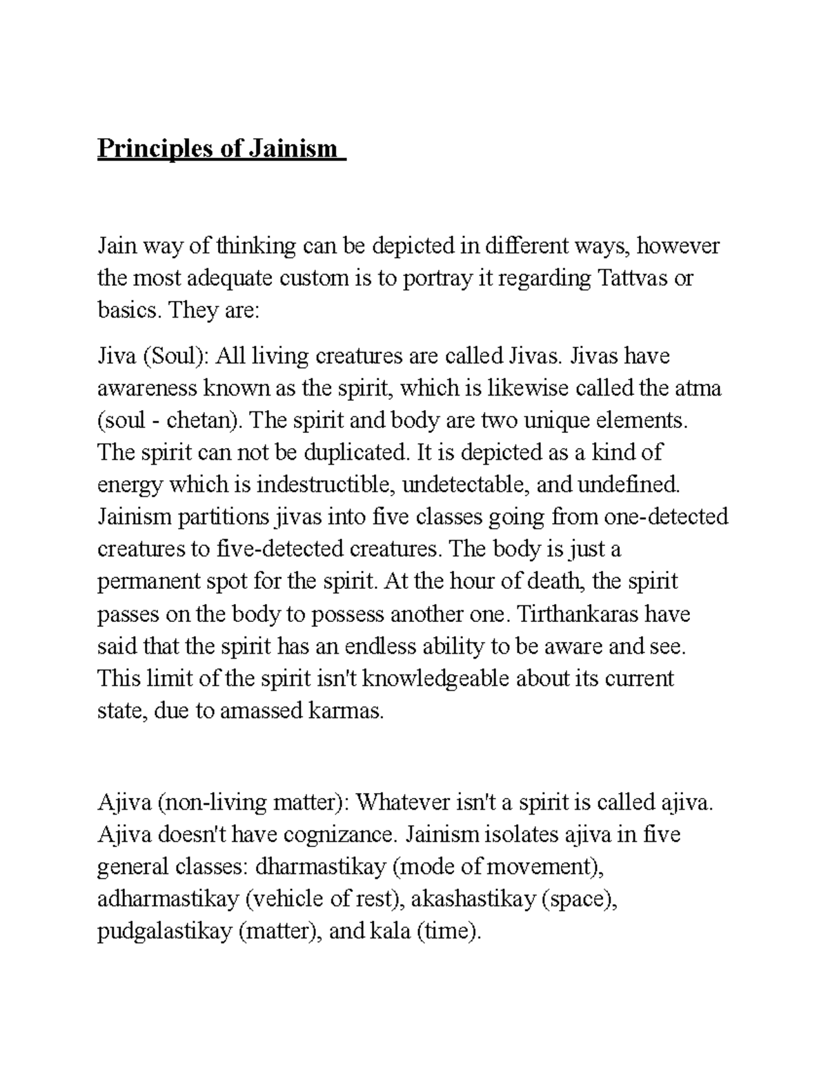Principles of Jainism - lecture note - Principles of Jainism Jain way ...