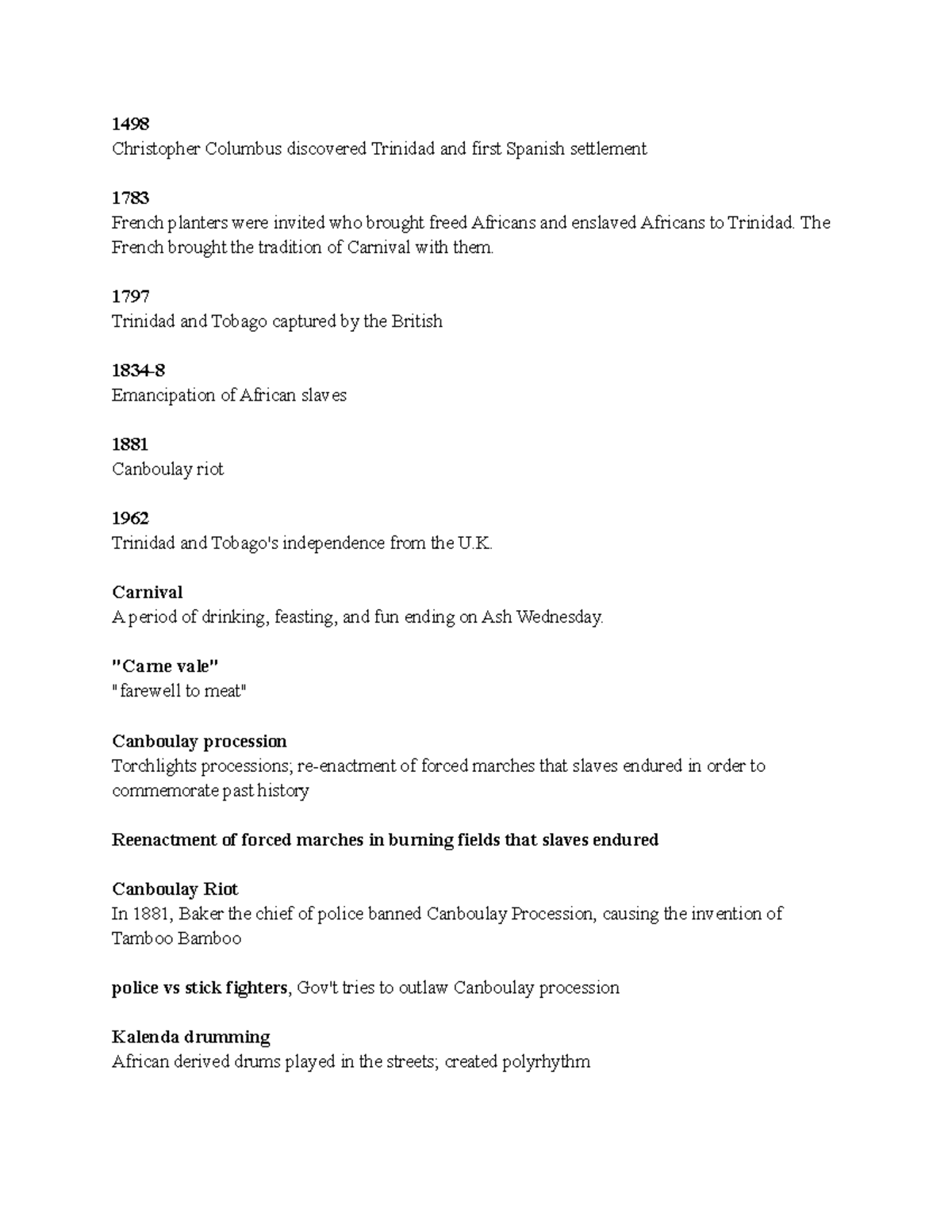 Music in Trinidad Test - Everything that's going to be on the test for ...