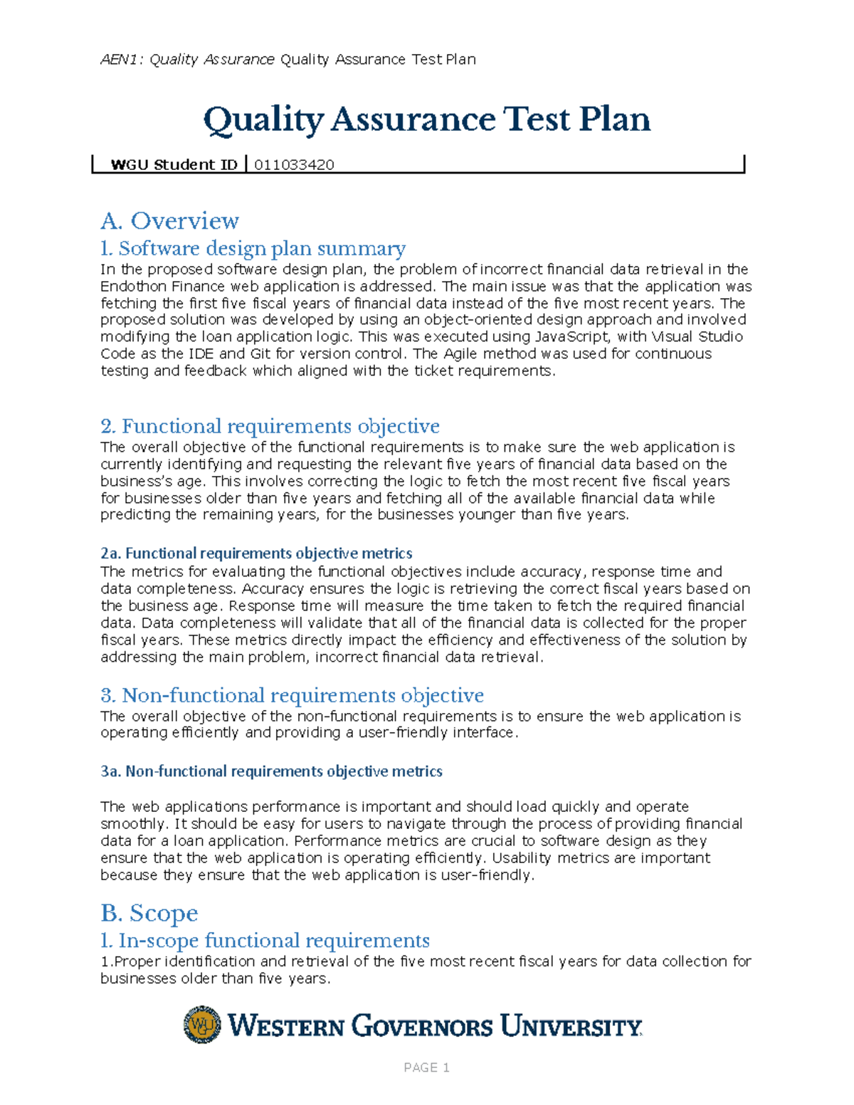 D480 n2 - lecture notes - AEN1: Quality Assurance Quality Assurance ...