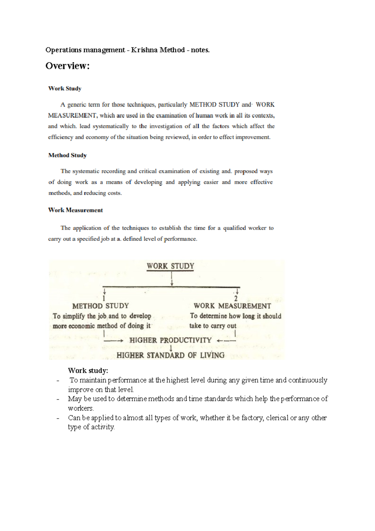 Krisnha study - Noter - Operations management - Krishna Method - notes ...