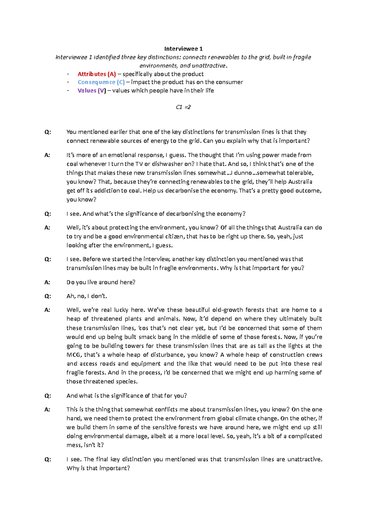 Assignment 1 - Transcripts - Interviewee 1 Interviewee 1 identified ...