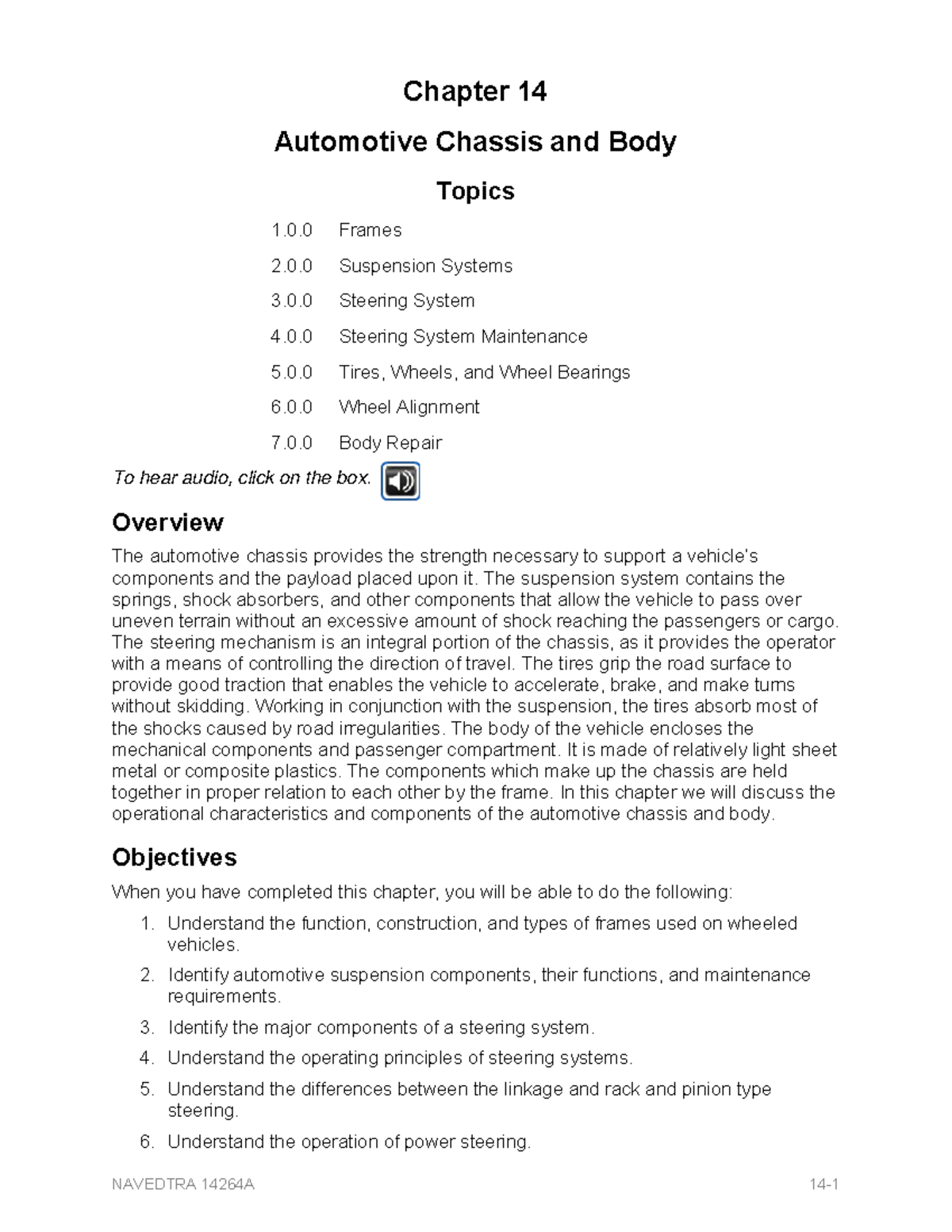 Chapter 14 - Automotive Chassis and Body Topics. - Automotive ...