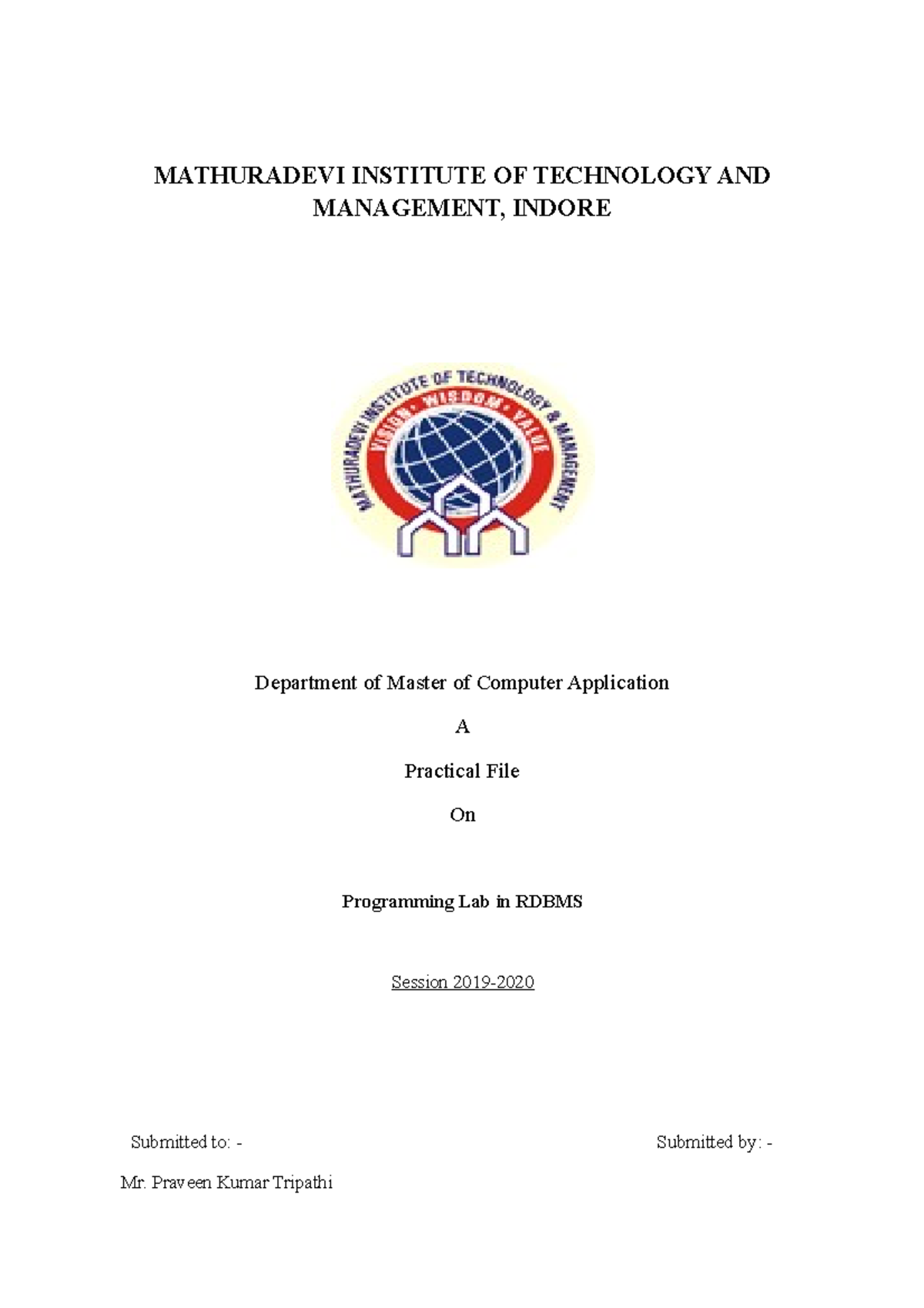 Docs - Practical File on DBMS - MATHURADEVI INSTITUTE OF TECHNOLOGY AND ...