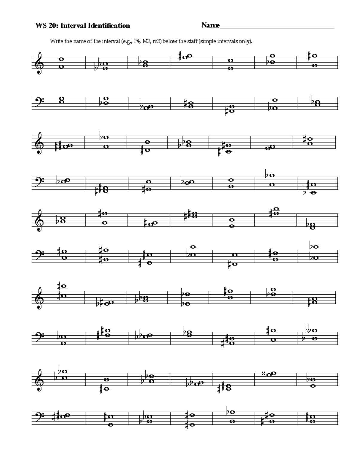 Interval Identification Q - & w w w w b b w w b #ww w w w wb w w ? ww w ...