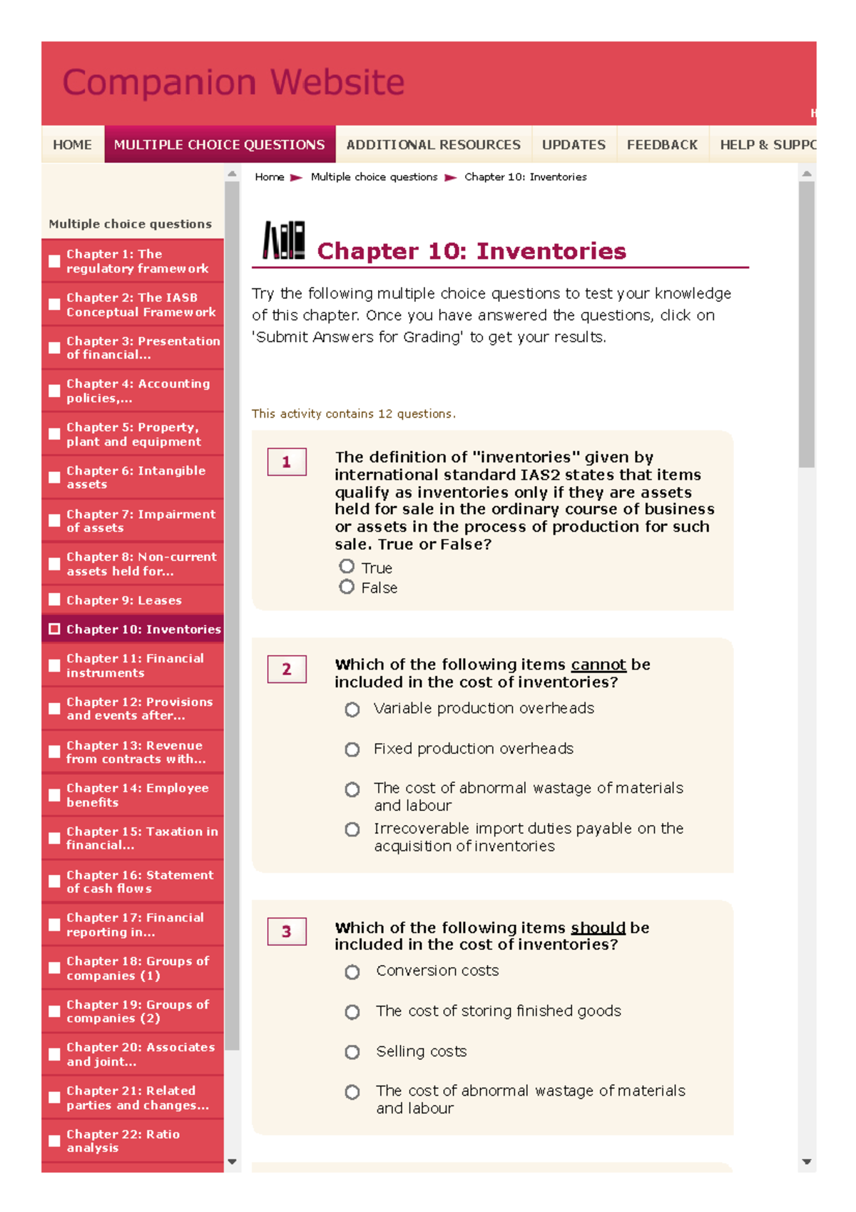 Chapter 10 Inventories - H HOME MULTIPLE CHOICE QUESTIONS ADDITIONAL ...