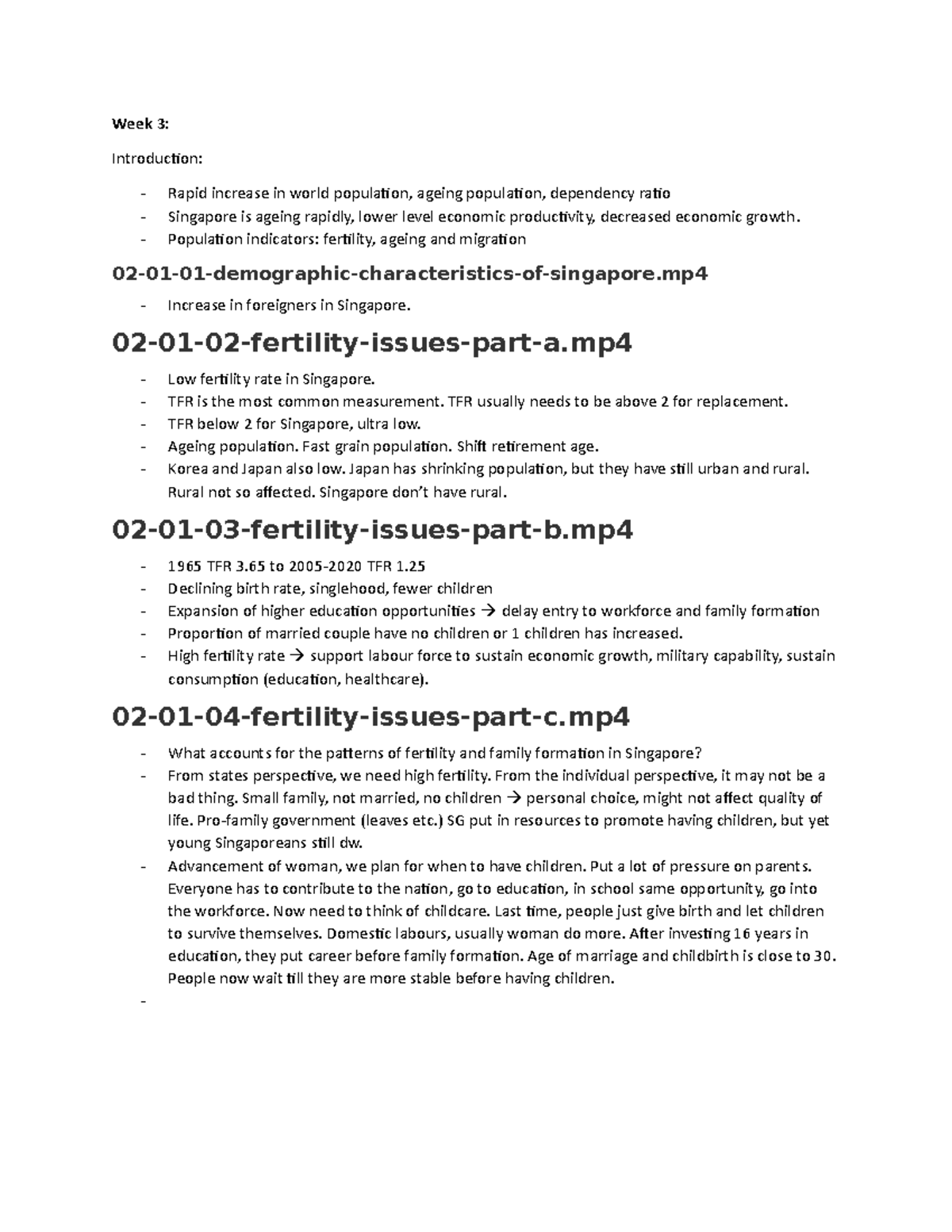 Week 3-4 notes population - Week 3: Introduction: Rapid increase in ...