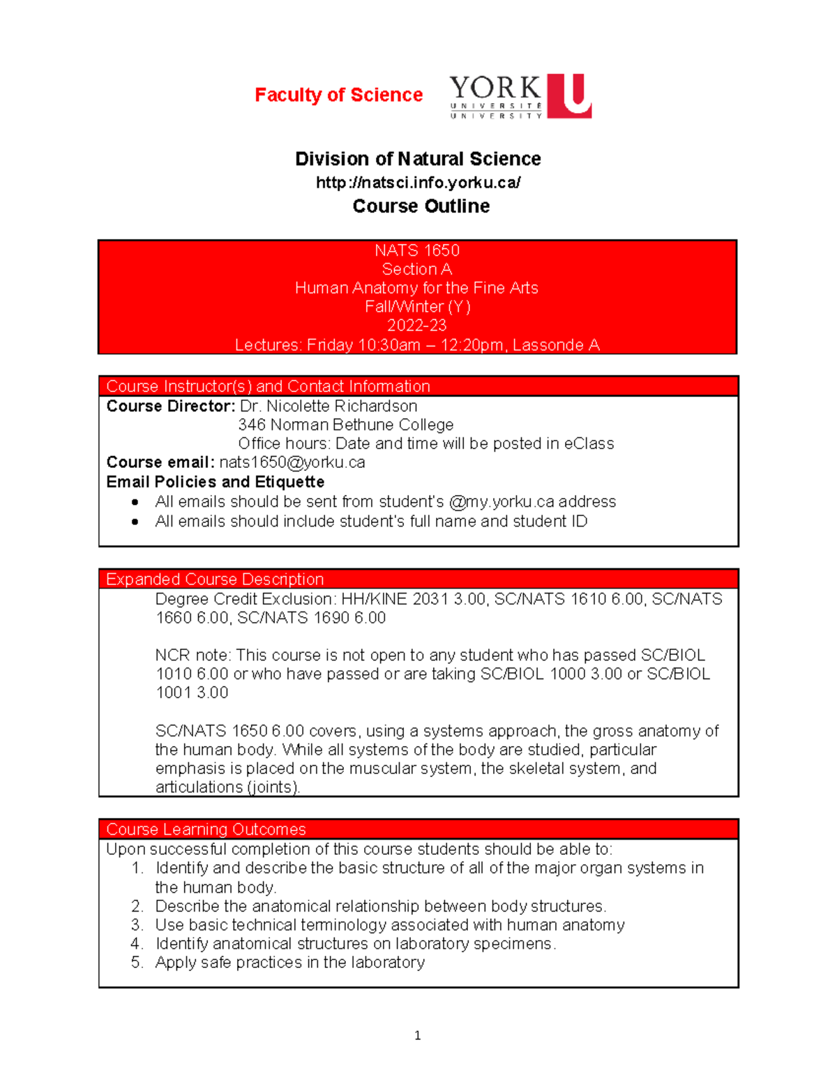 NATS 1650 Course Syllabus FW22-23 - Division of Natural Science natsci ...