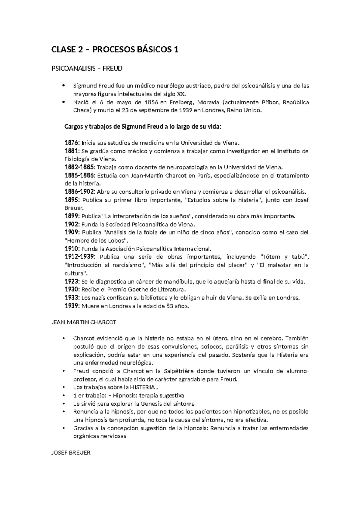 Clase 2 - Prof Nicolas Obliglio - CLASE 2 – PROCESOS BÁSICOS 1 PSICOANALISIS – FREUD Sigmund ...
