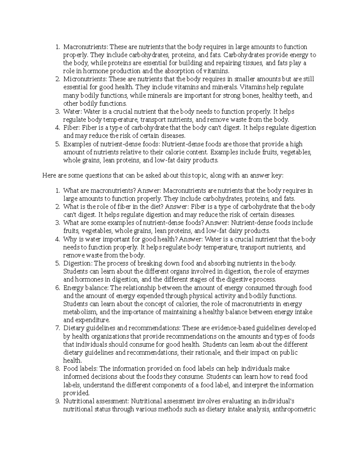 The basics of nutrition - Macronutrients: These are nutrients that the ...