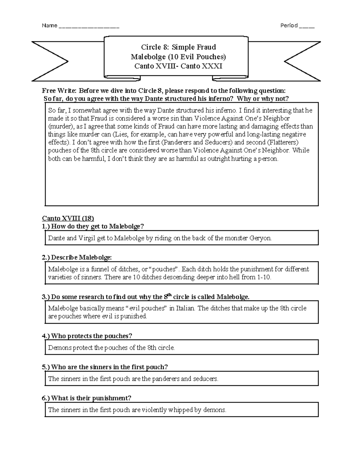 Dante's Inferno Circle 8 Study Guide - Circle 8: Simple Fraud Malebolge ...