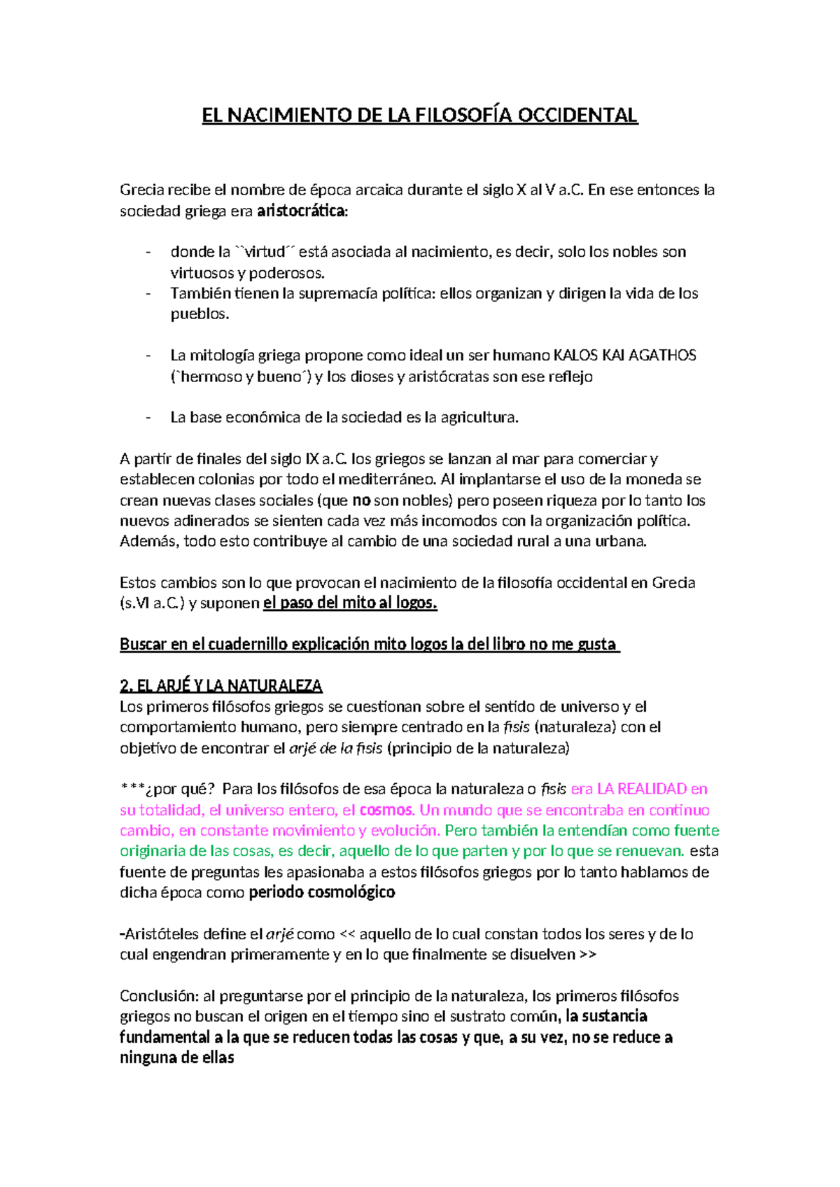 EL Nacimiento DE LA Filosofía Occidental - EL NACIMIENTO DE LA ...