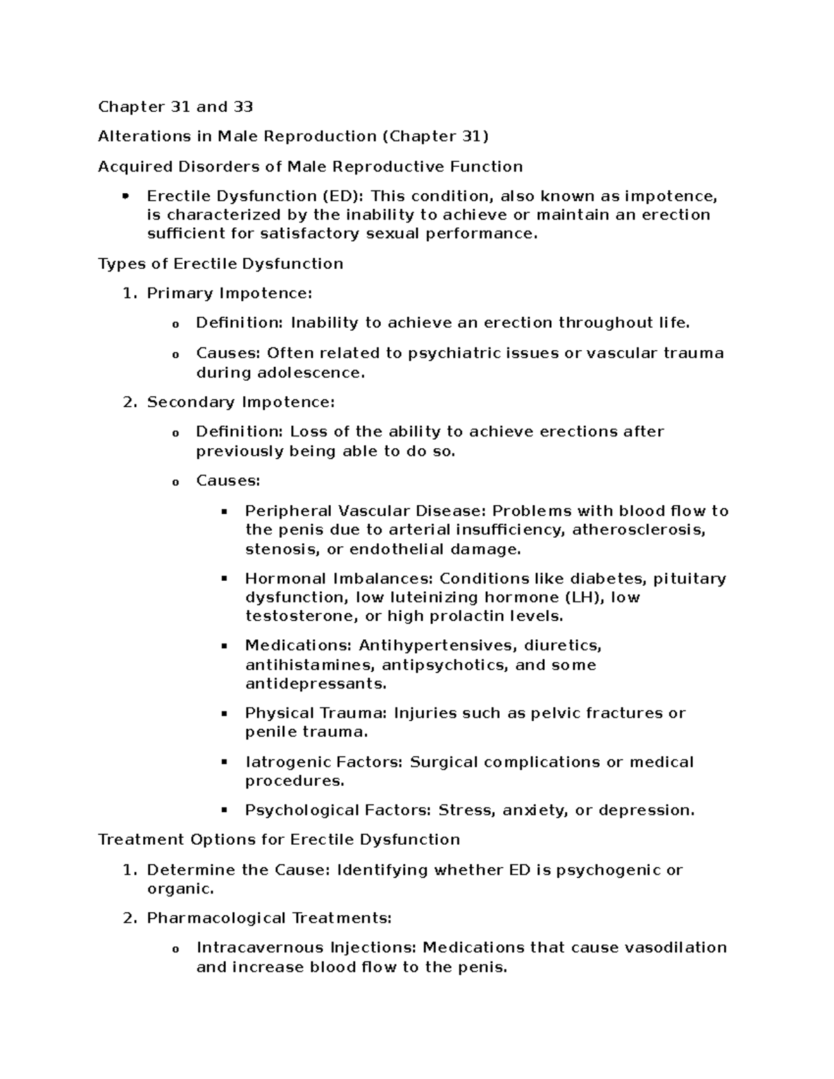 Chapter 31,33,40 - summary - Chapter 31 and 33 Alterations in Male ...